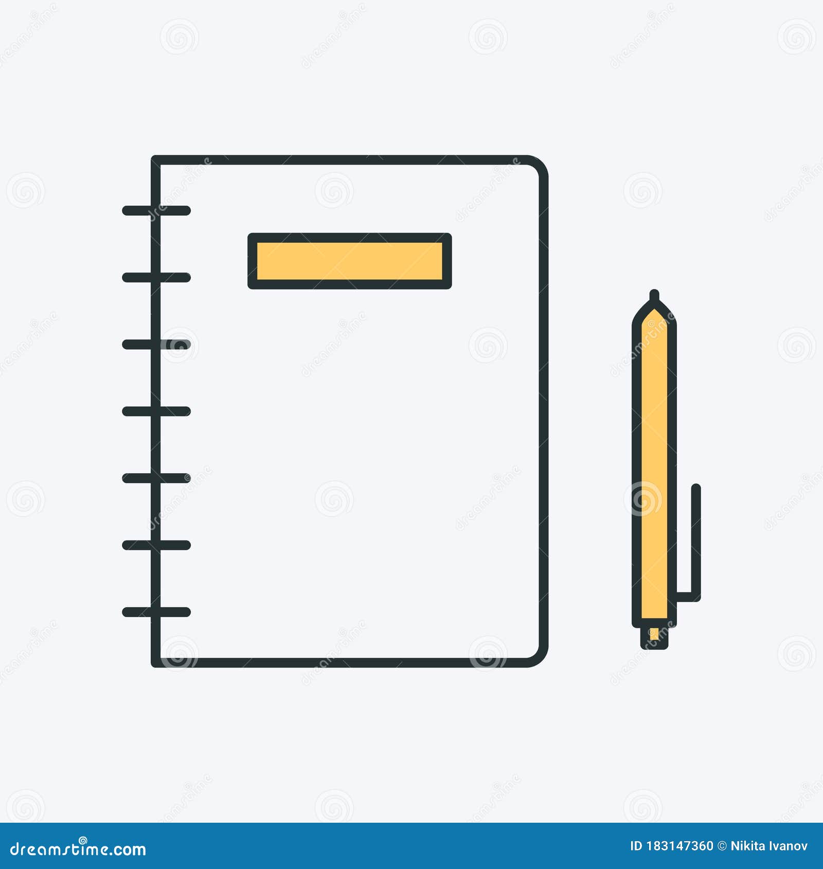 Notebook and Pen Line Icon. Vector Illustration of an Opened Paper ...