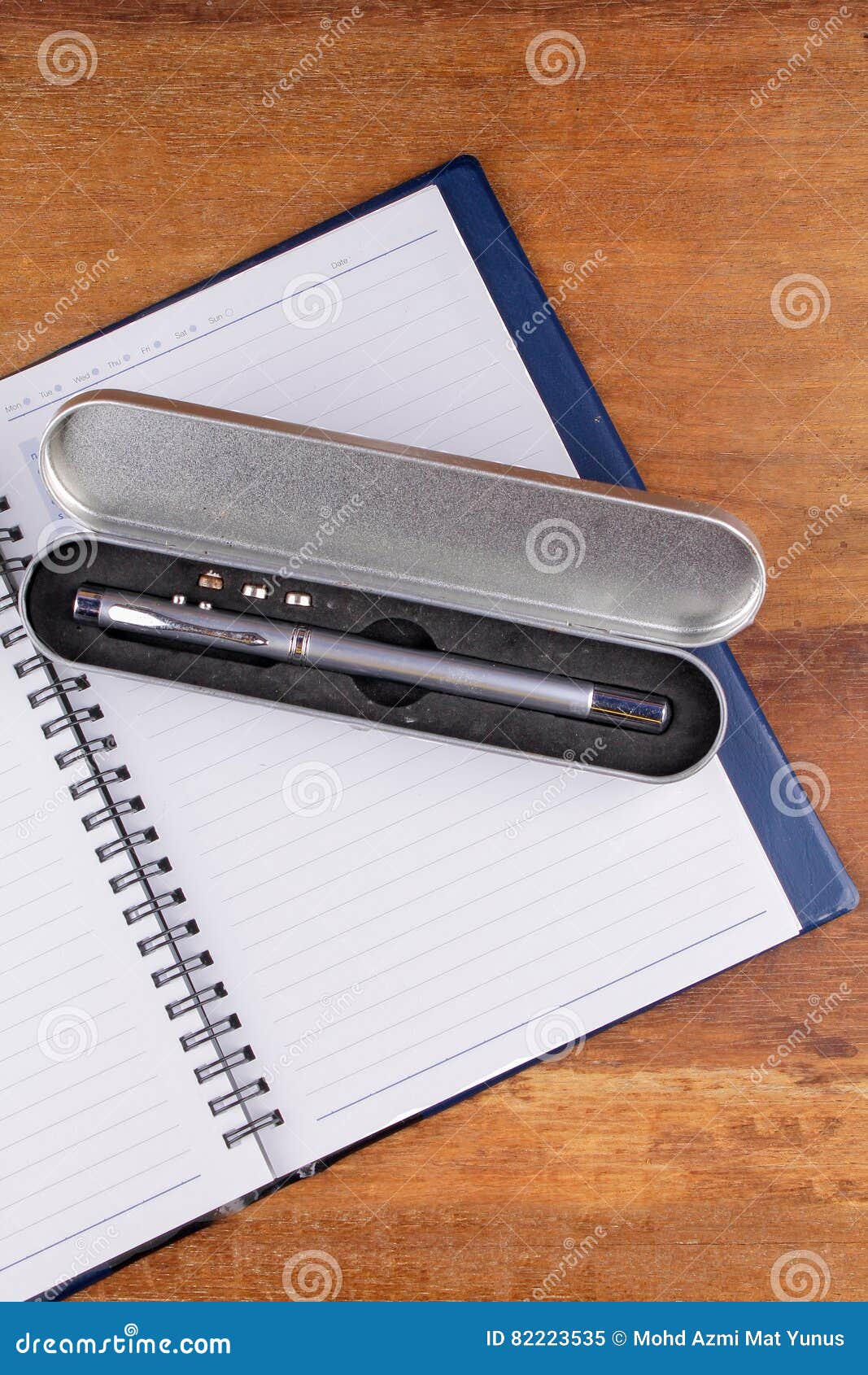 Notebook with Pen on Old Wooden Tables Stock Image - Image of table ...