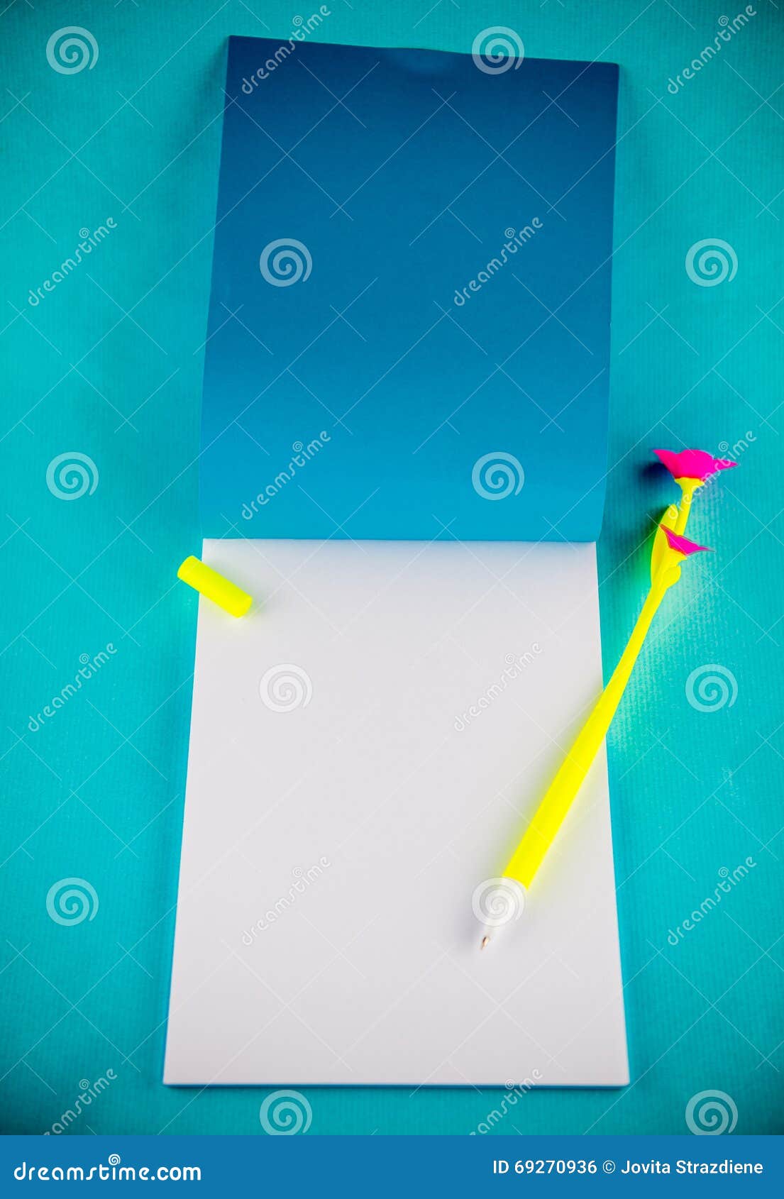 Notebook with pen, open stock photo. Image of blue, drawing - 69270936