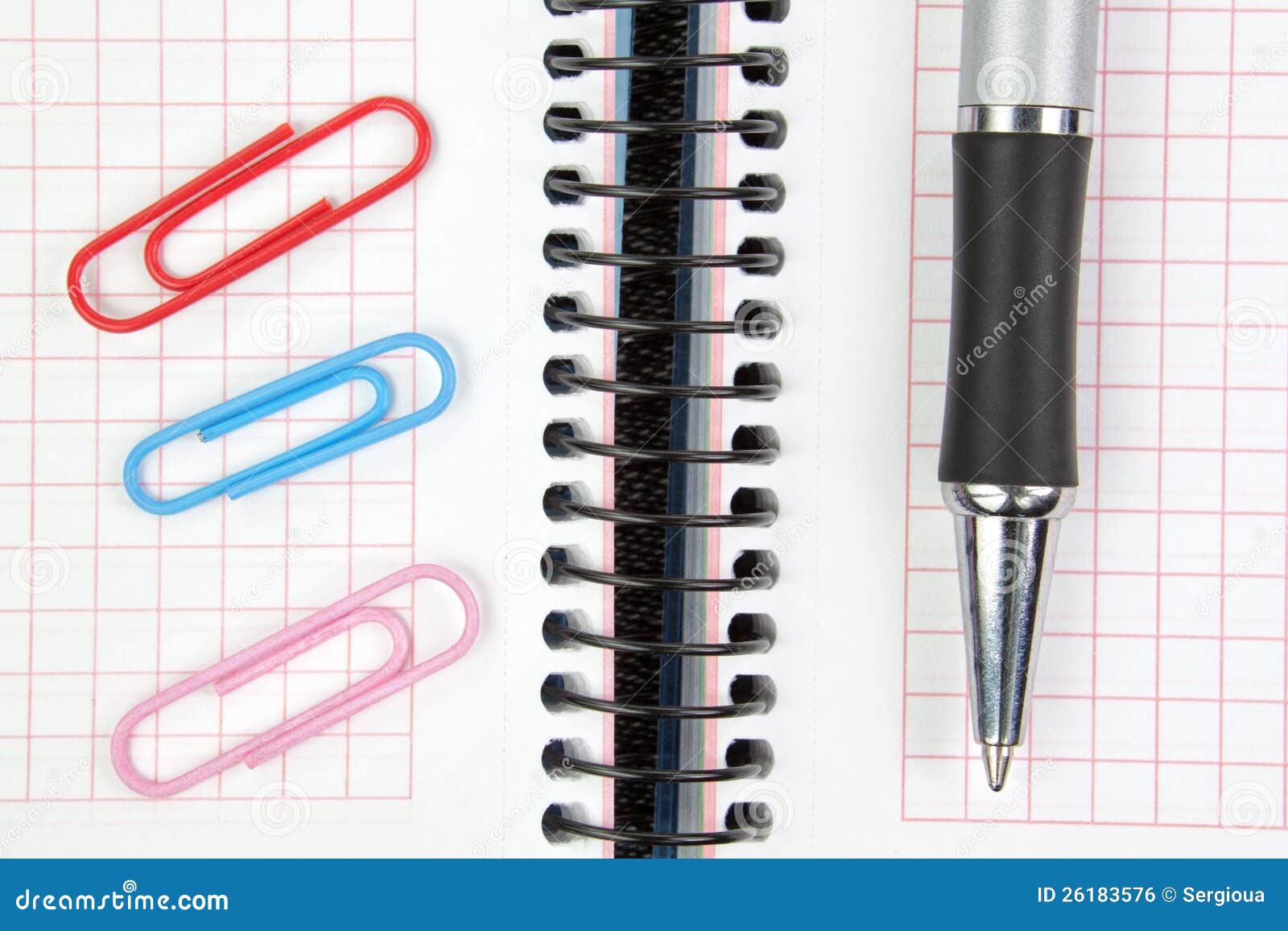 Notebook, Pen and Paper Clips. Stock Photo - Image of pencil, open ...