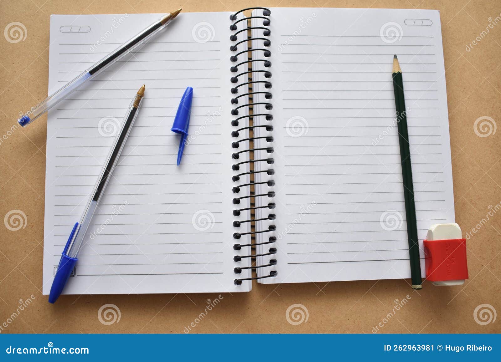 A Notebook with Pen and a Pencil Stock Image - Image of design, pencil ...