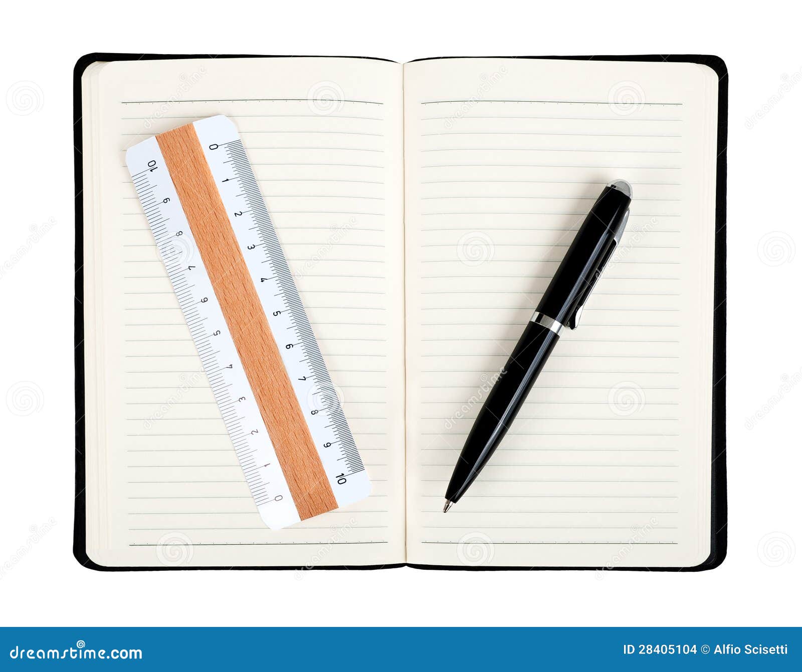 Notebook with pen and rule stock photo. Image of book - 28405104