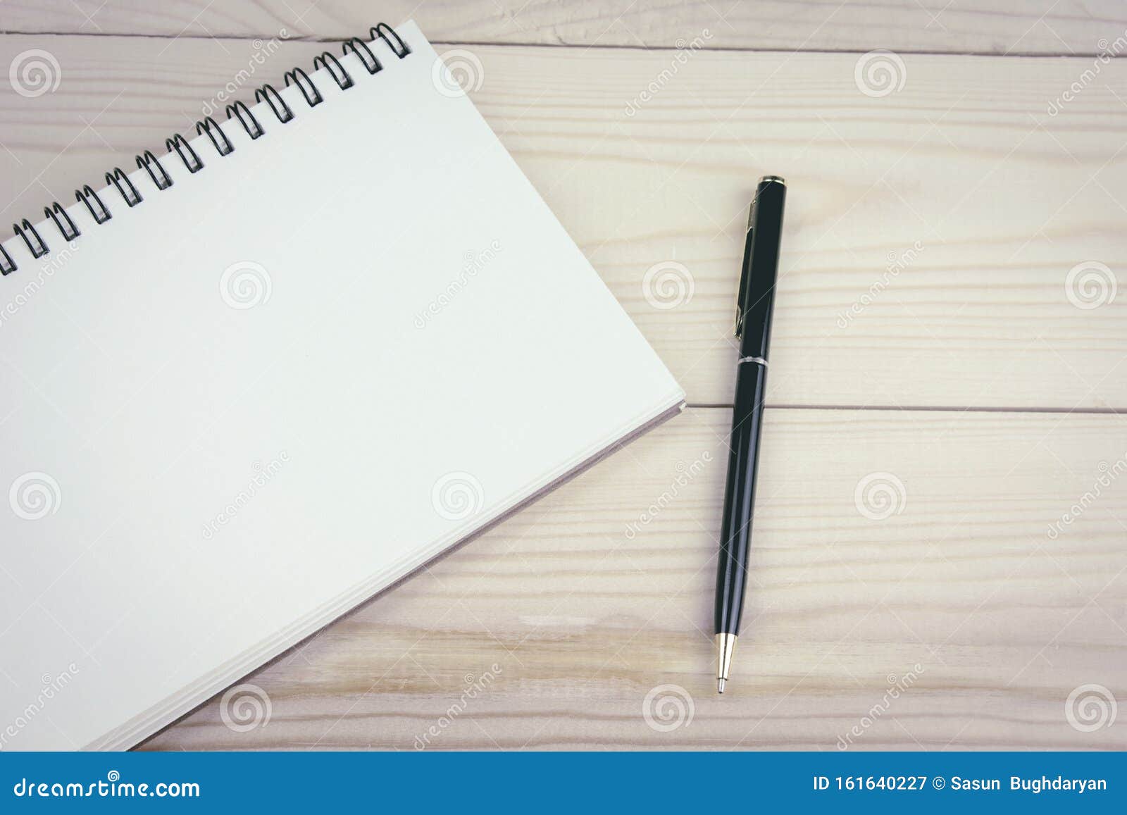 Notebook and Pen on the Table Stock Image - Image of desk, empty: 161640227