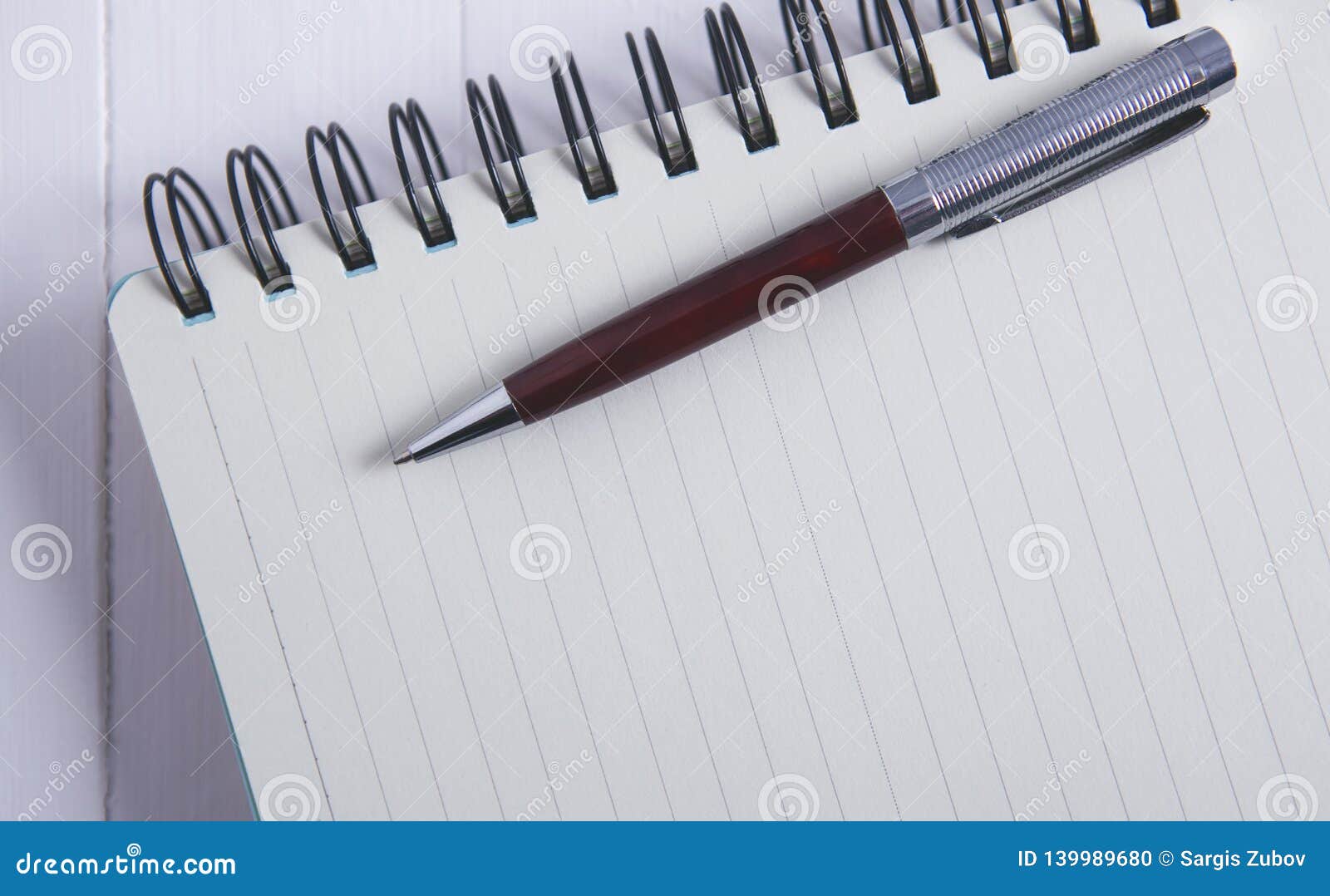 Notebook Pen on Wooden Background Stock Photo - Image of white, write ...