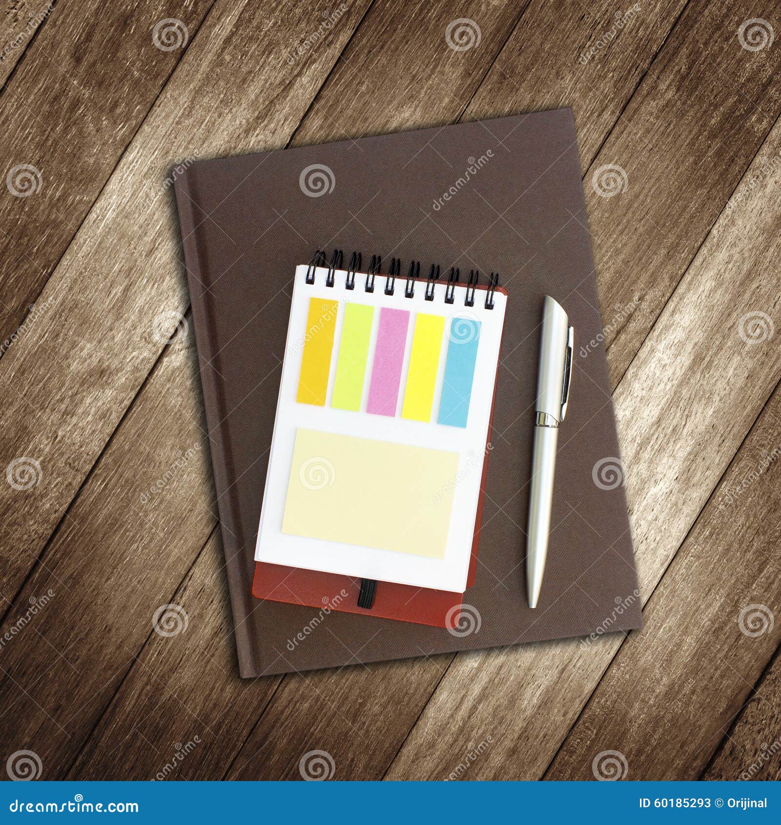 Notebook and Pen on Wooden Background Stock Image - Image of office ...