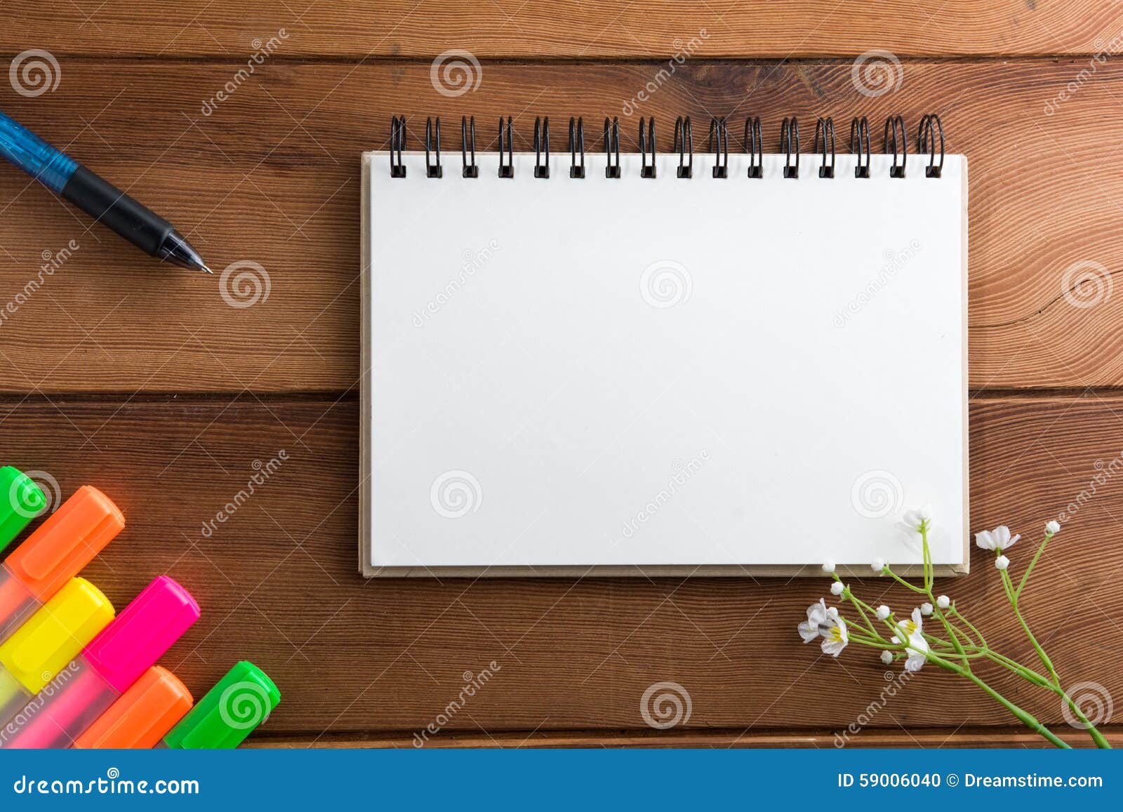 Notebook with a Pen Wooden Floor Highlights. Stock Photo - Image of ...