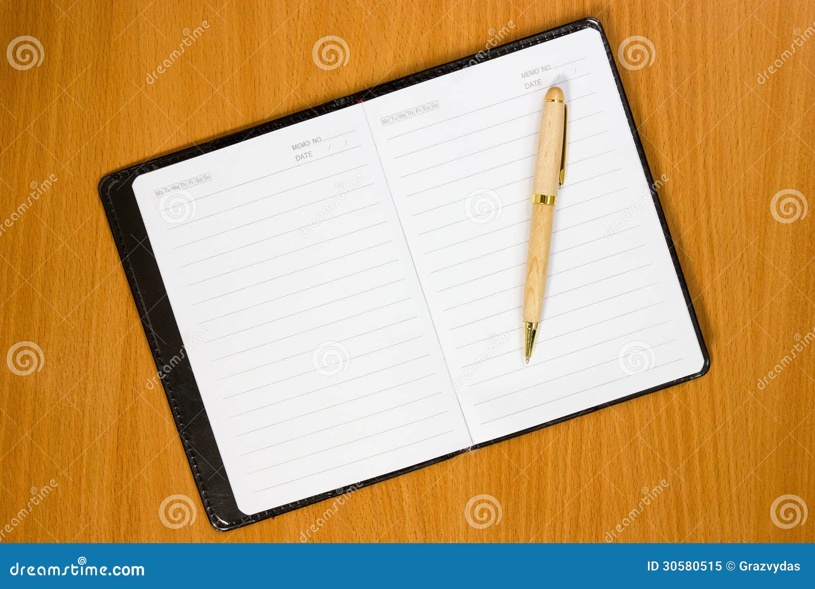Notebook and Pen on the Wooden Table Stock Image - Image of notebook ...