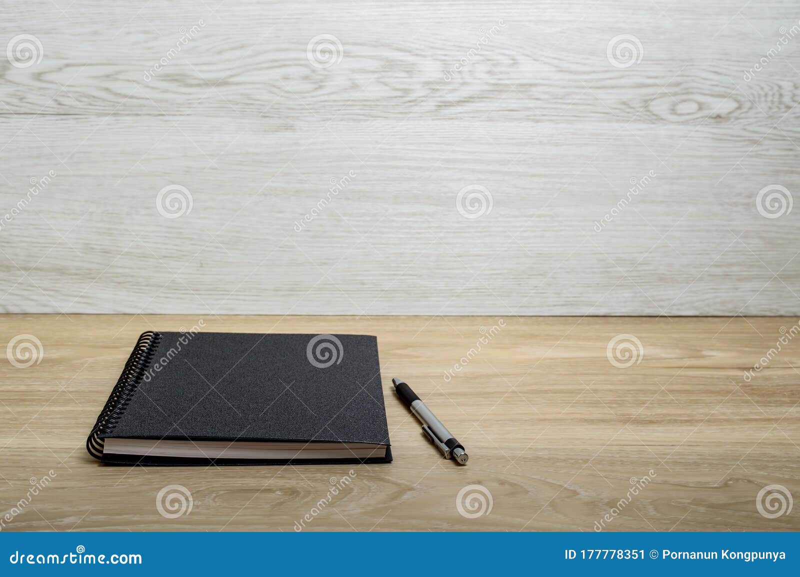 A Notebook. a Pen, a Wooden Wallpaper Stock Image - Image of empty ...