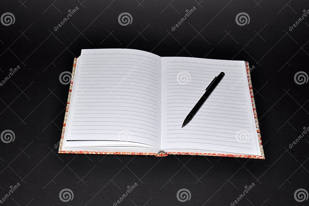 Notebook and pen stock image. Image of design, font - 215973171
