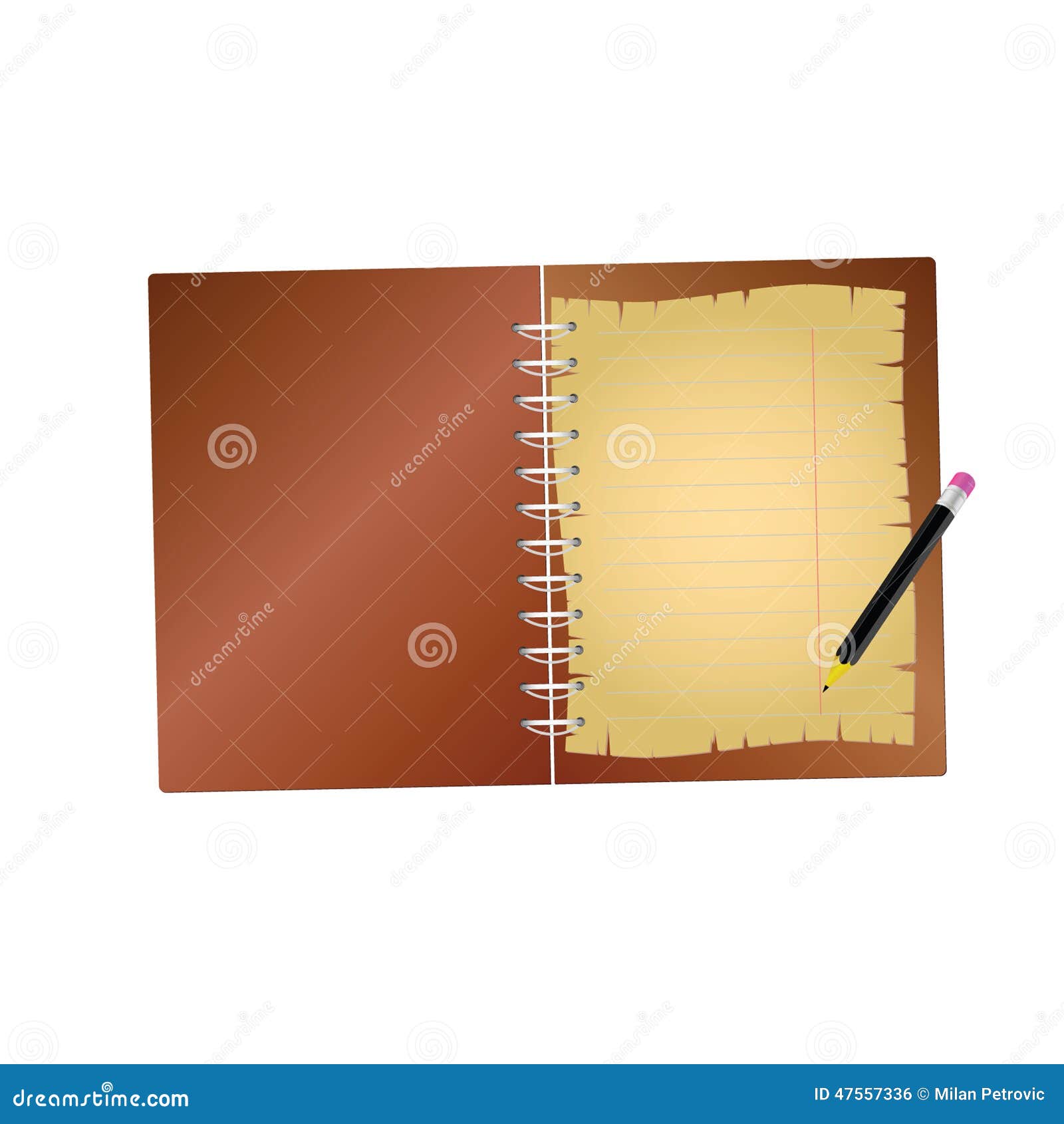 Notebook with pencil art stock vector. Illustration of literature ...