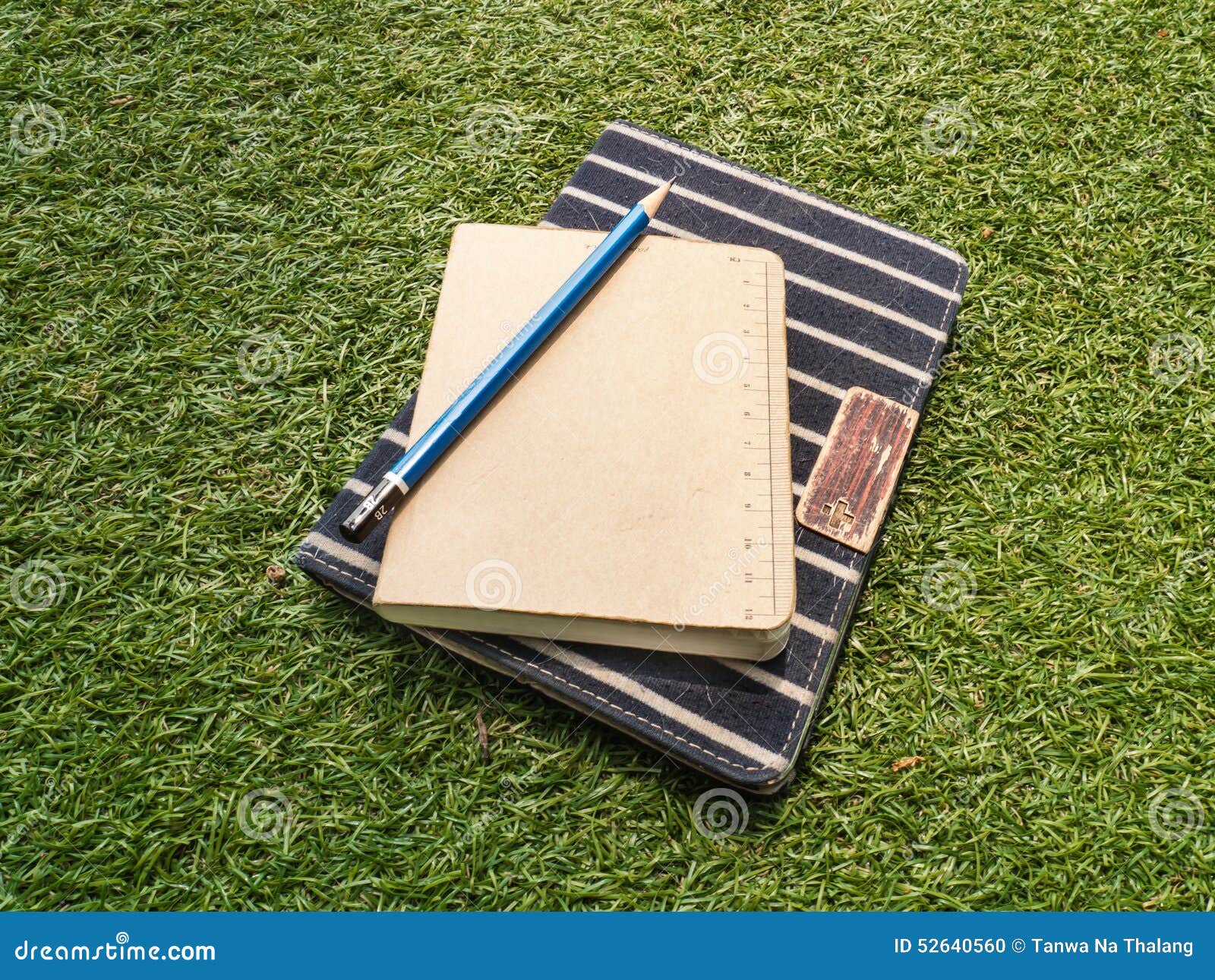 Notebook and Pencil on Green Grass Stock Photo - Image of grass, spring ...