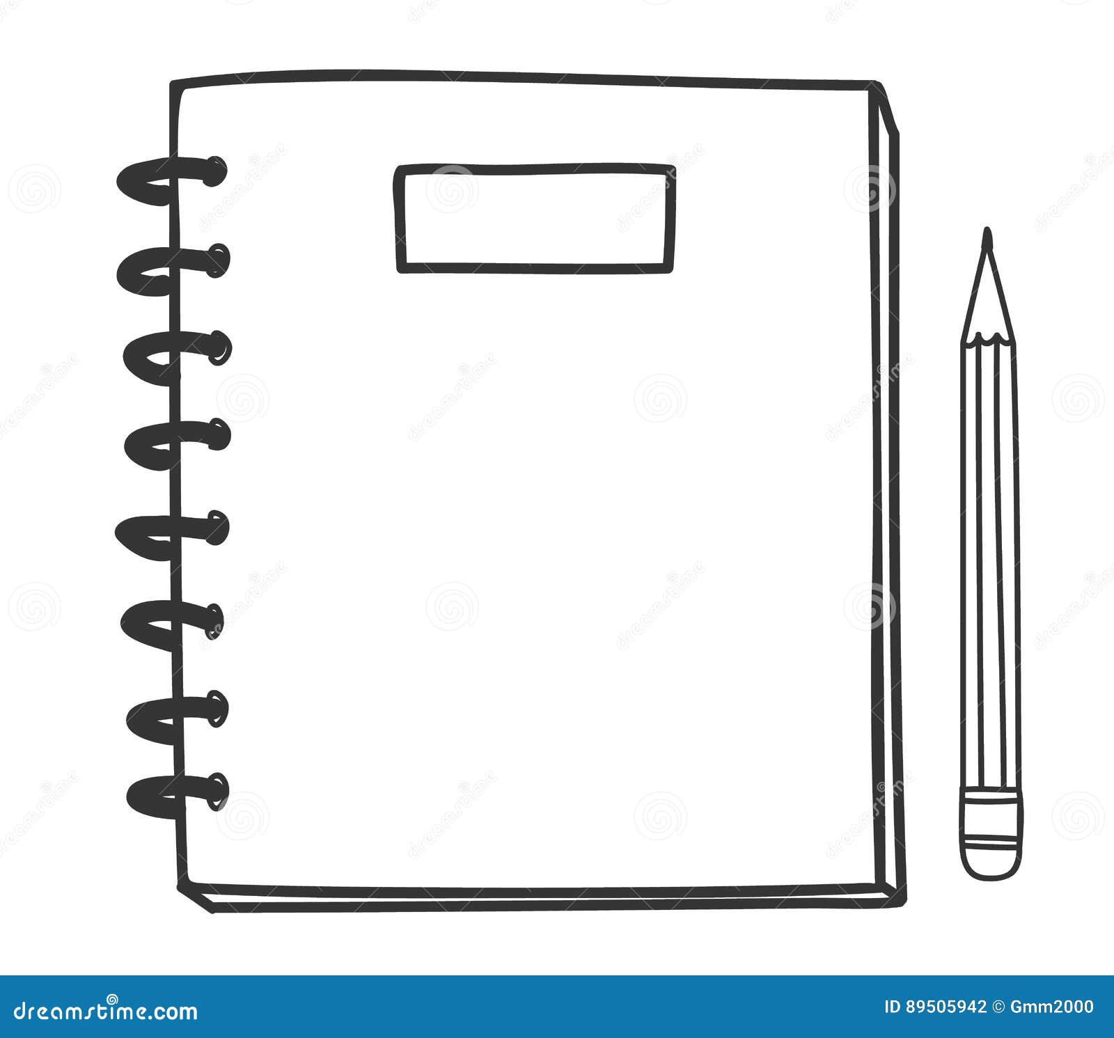 Notebook and Pencil Hand Drawn Art Cute Vector Illustration Stock ...
