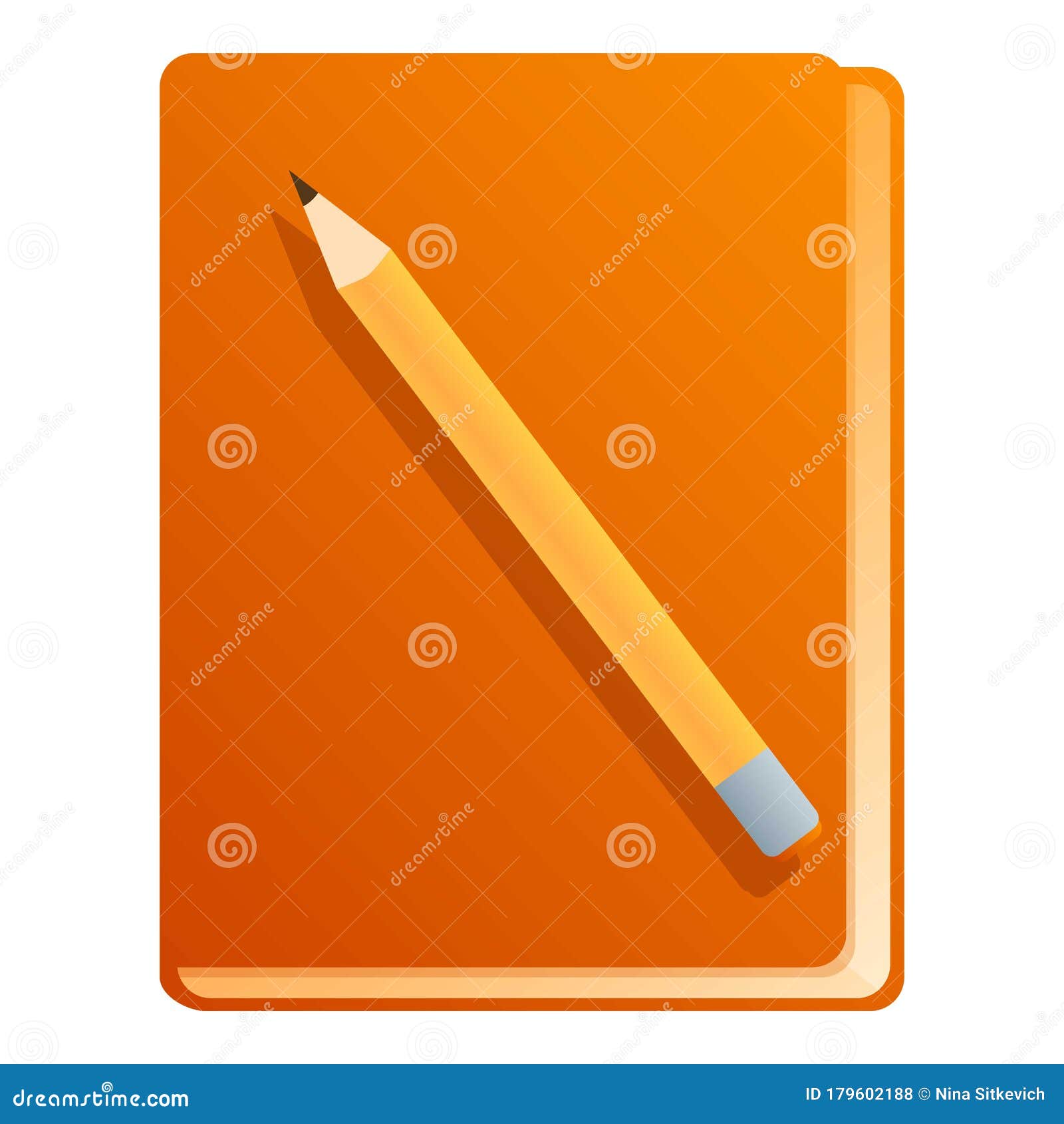 Notebook with Pencil Icon, Cartoon Style Stock Vector - Illustration of ...