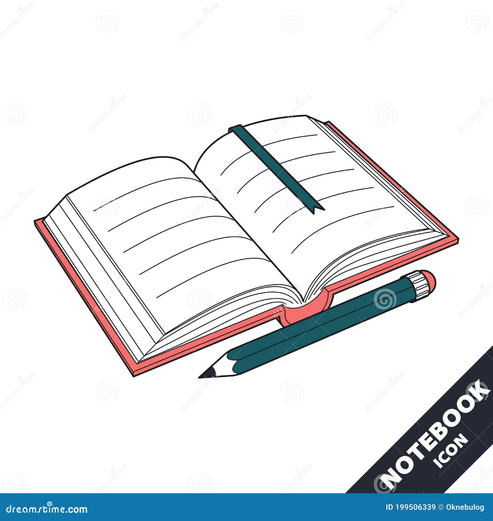 Open Notebook With Pencil Clipart