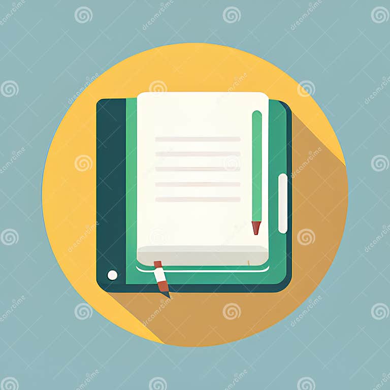 Notebook with Pencil Icon. Flat Design Style. Vector Illustration Stock ...