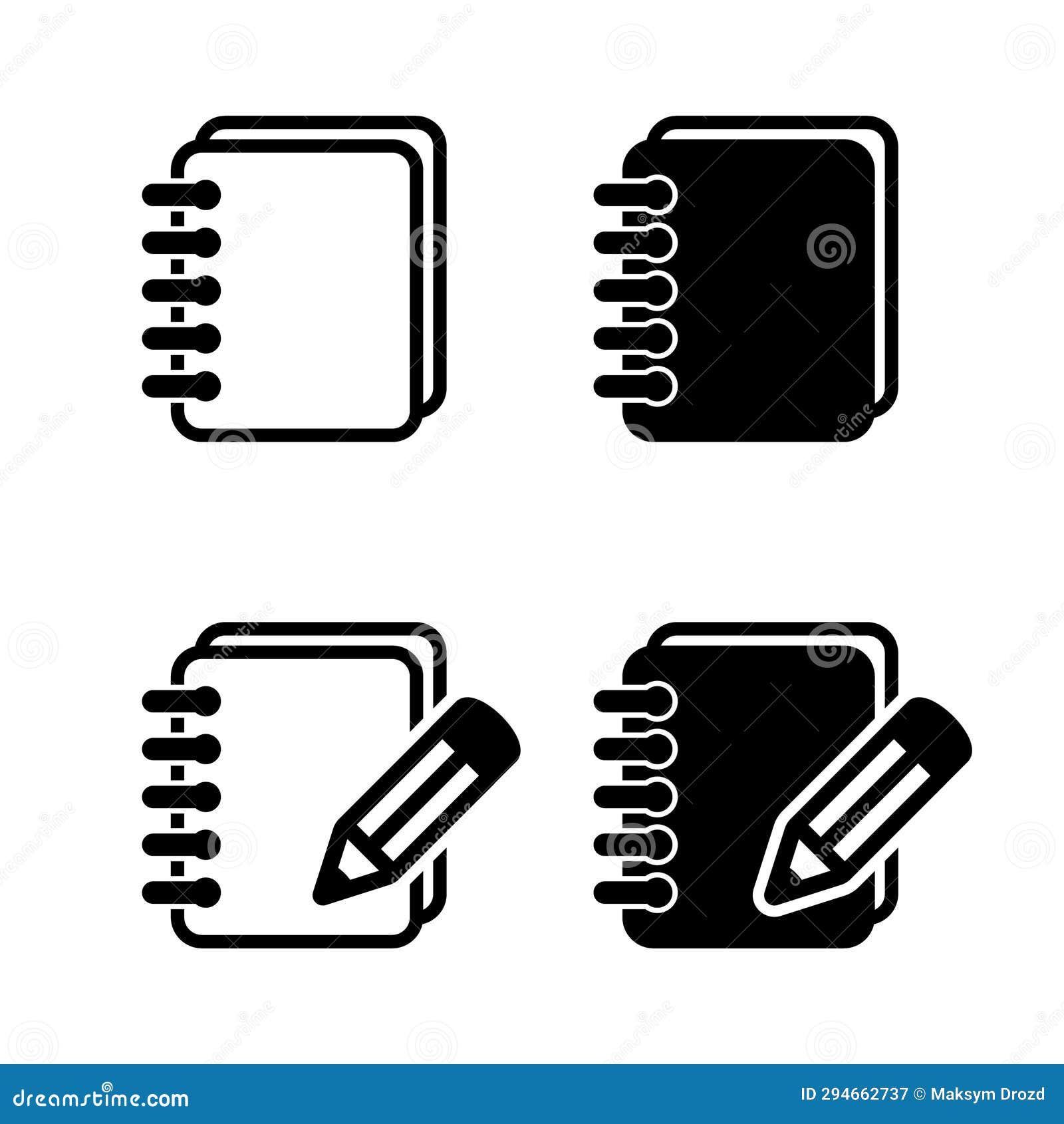 Notebook and Pencil Icon. Icon of Notes. Notepad Vector Sign Stock ...