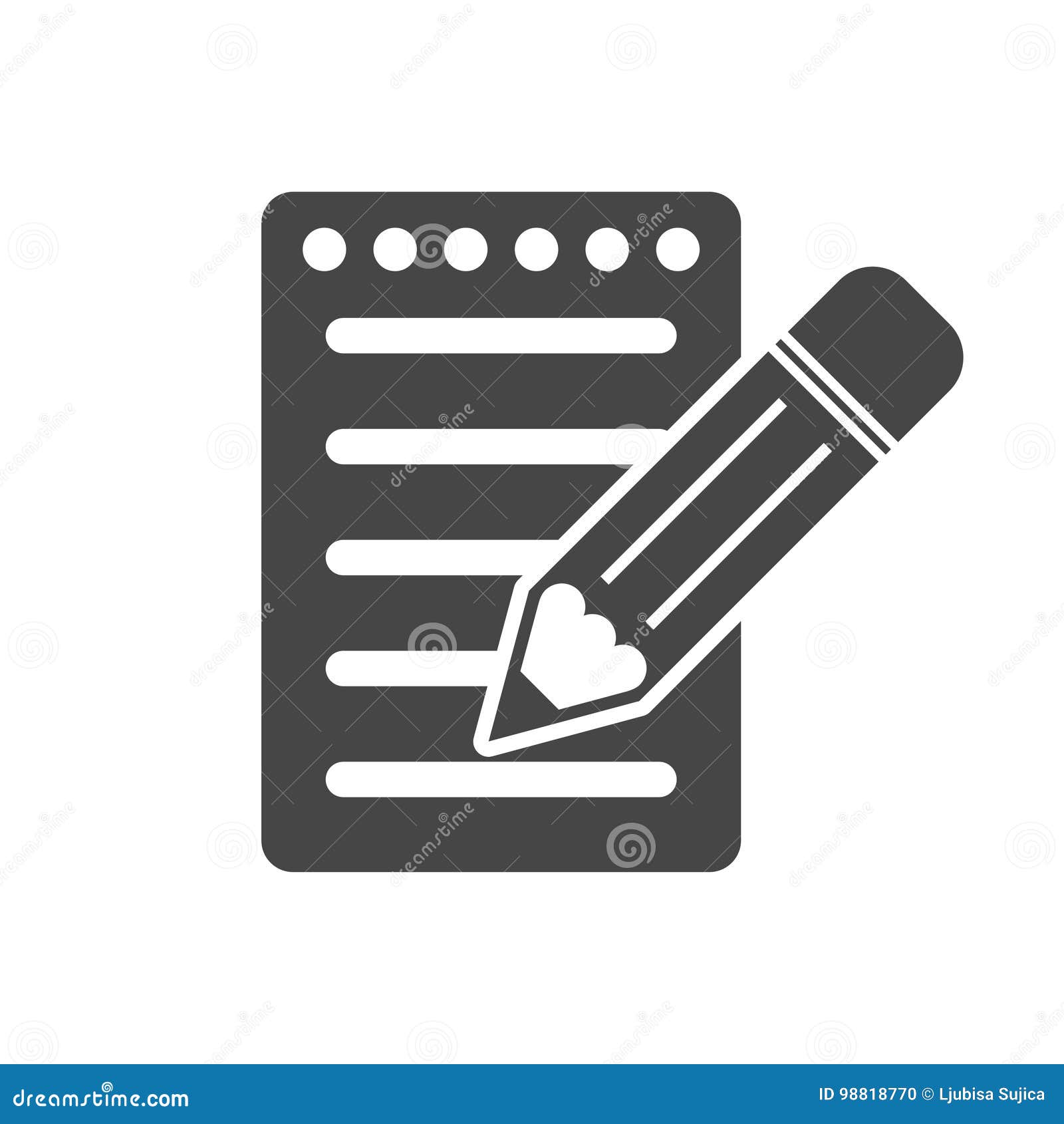 Notebook and pencil icon stock vector. Illustration of empty - 98818770