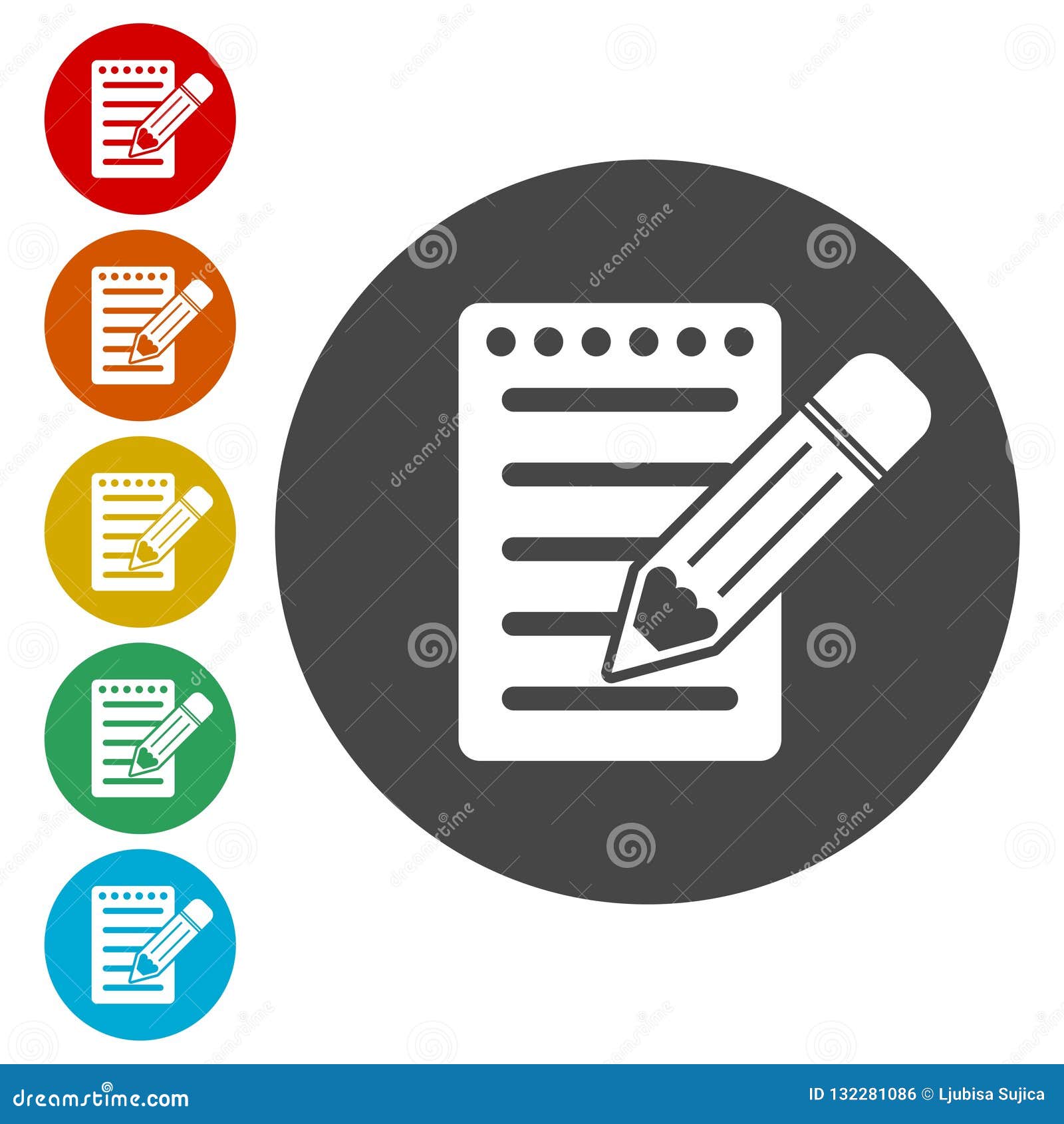 Notebook and pencil icon stock vector. Illustration of icon - 132281086