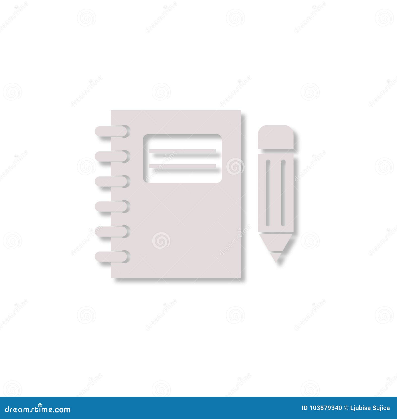 Notebook and pencil icon stock vector. Illustration of office - 103879340
