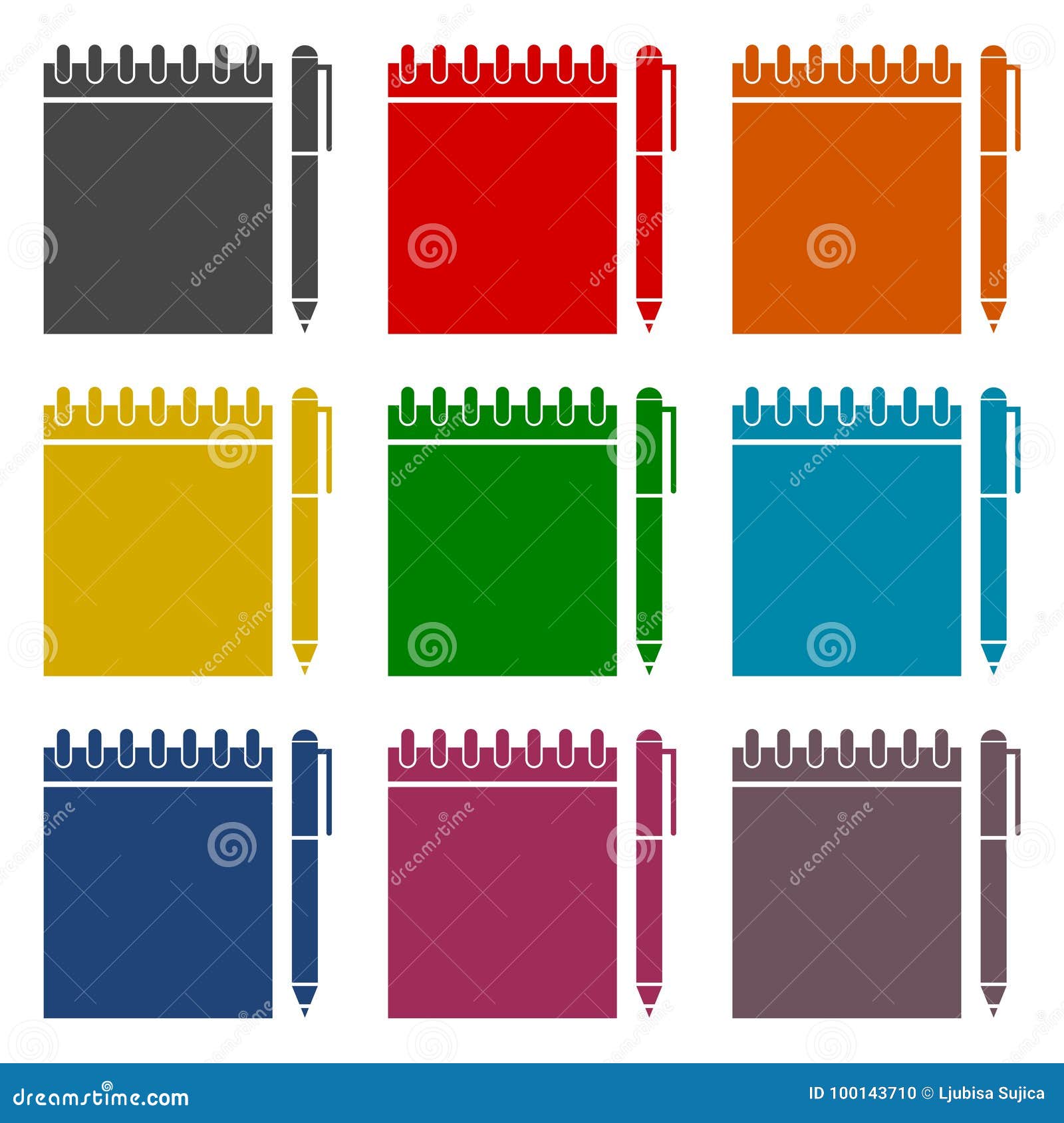 Notebook and Pencil Icons Set Stock Vector - Illustration of notebook ...