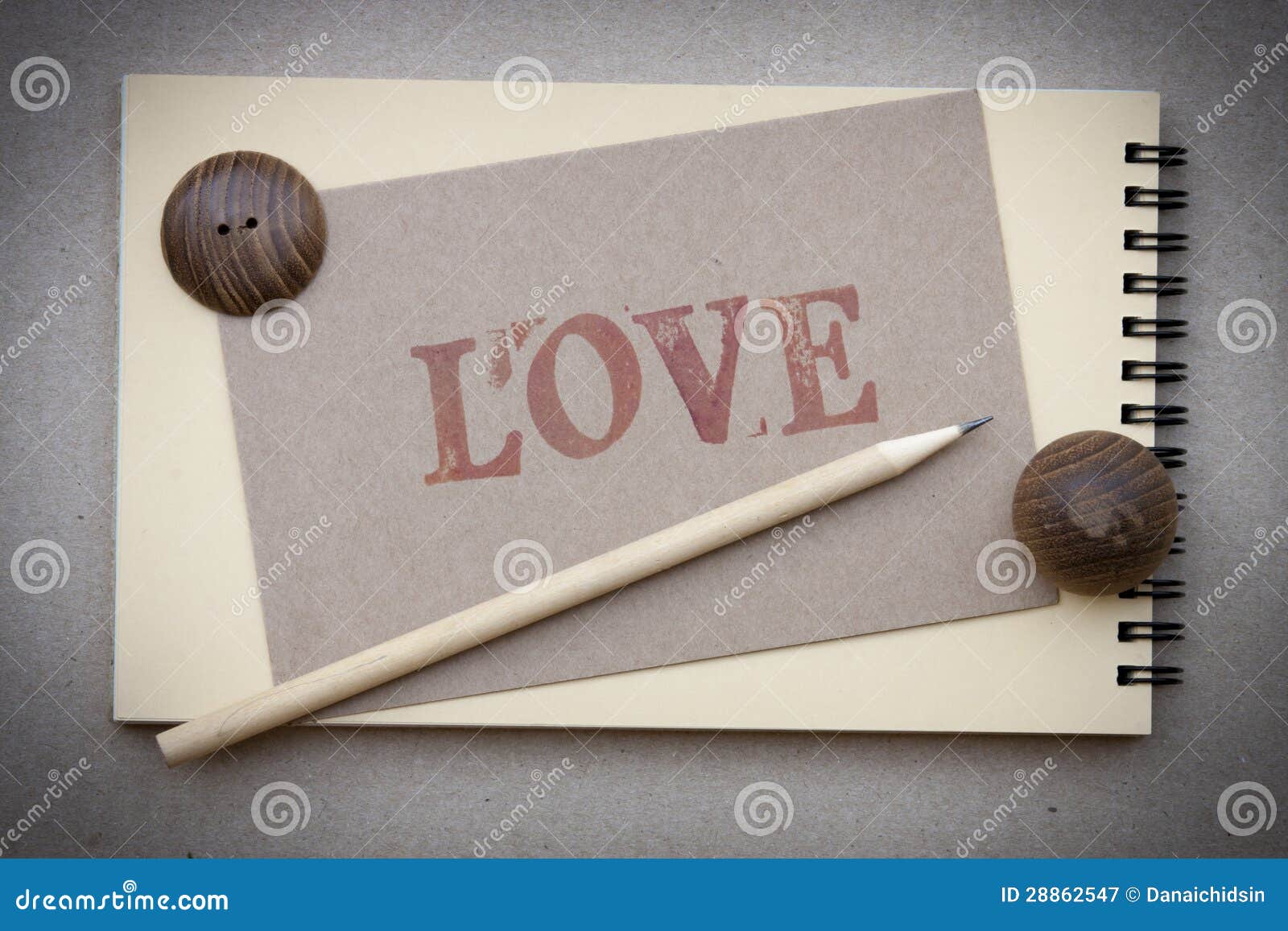 Notebook and Pencil with Love Card Stock Image - Image of note, concept ...