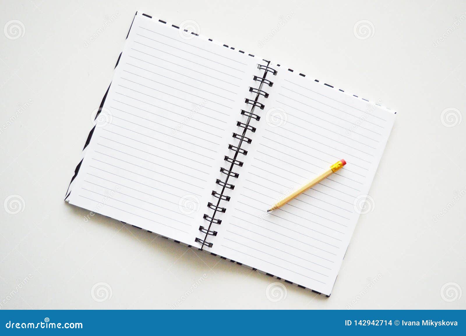 Notebook with pencil stock photo. Image of book, white - 142942714
