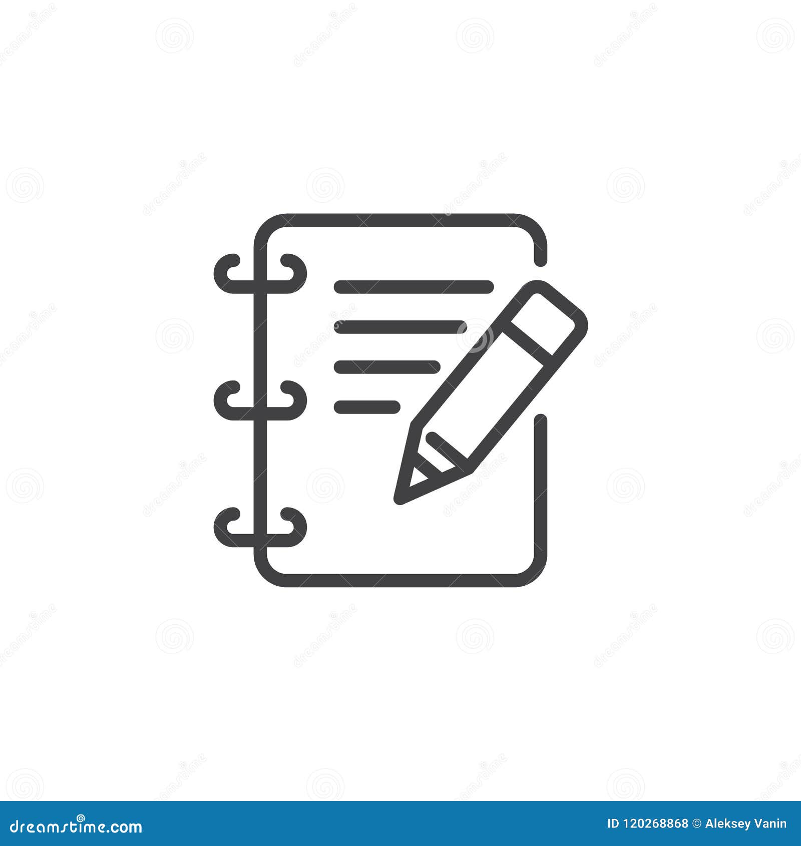 Notebook Pencil Outline Icon Stock Vector - Illustration of graphics ...