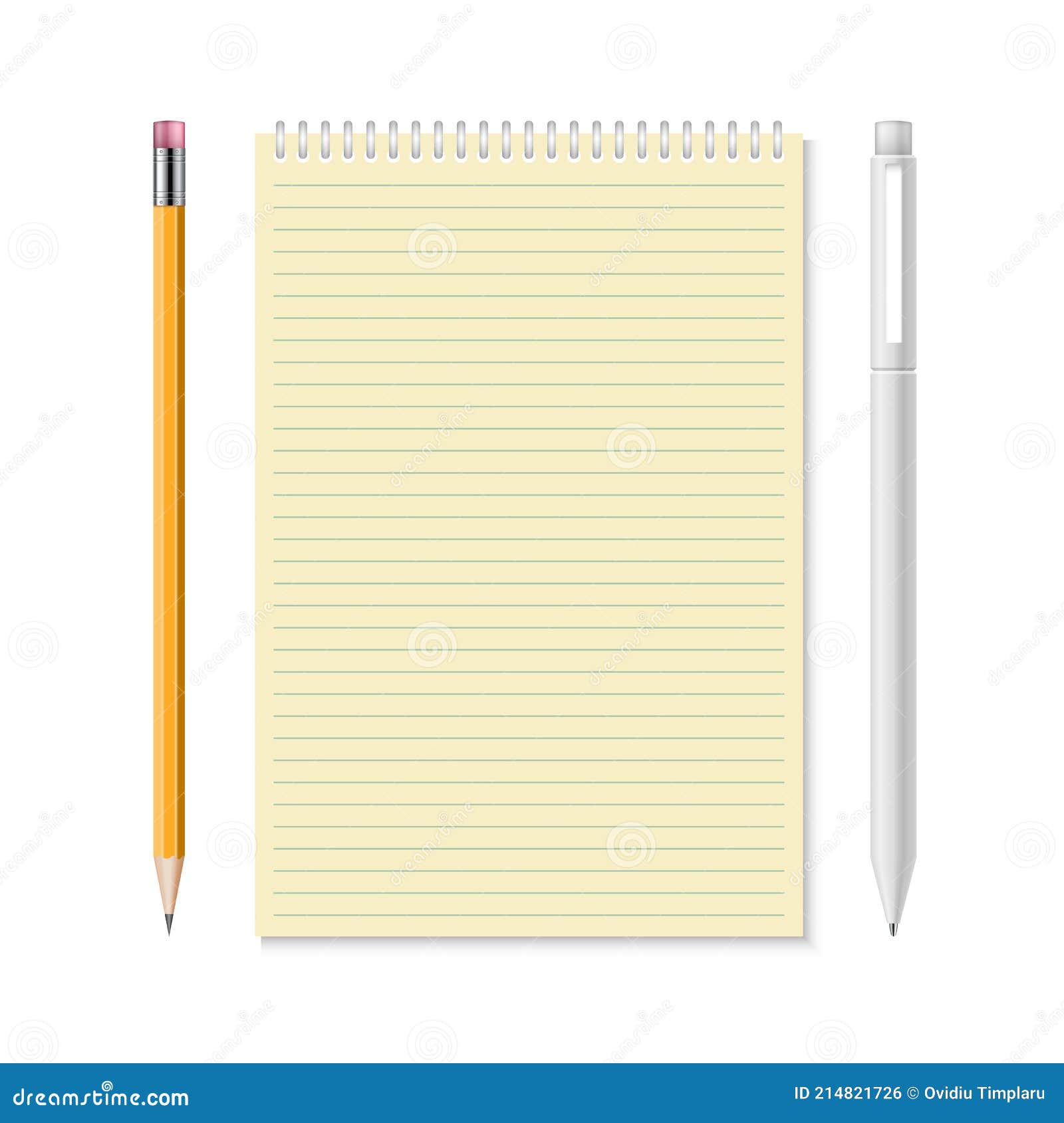 Notebook with Pencil and Pen Vector Illustration Stock Vector ...