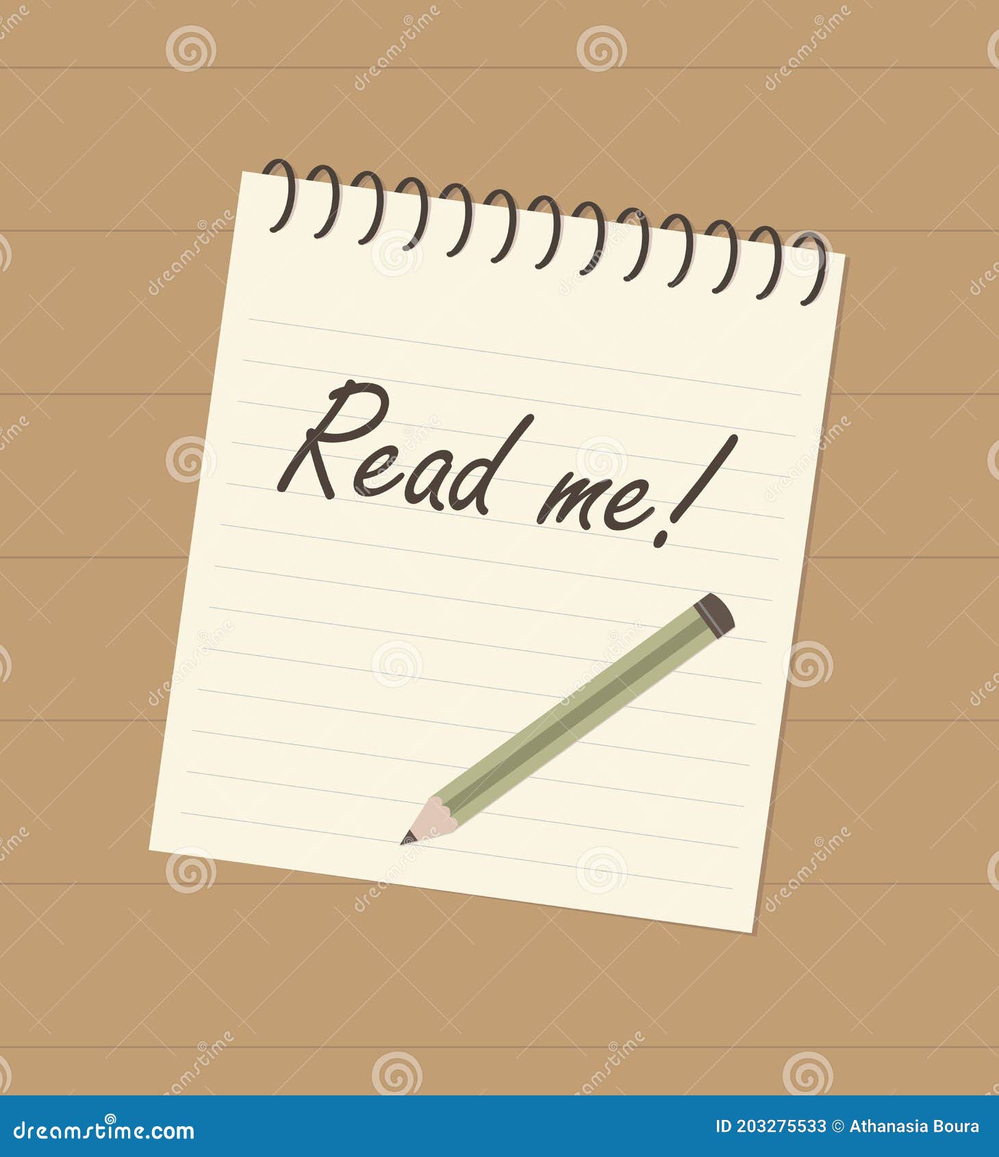 Notebook and Pencil, Read Me Message Vector Stock Vector - Illustration ...