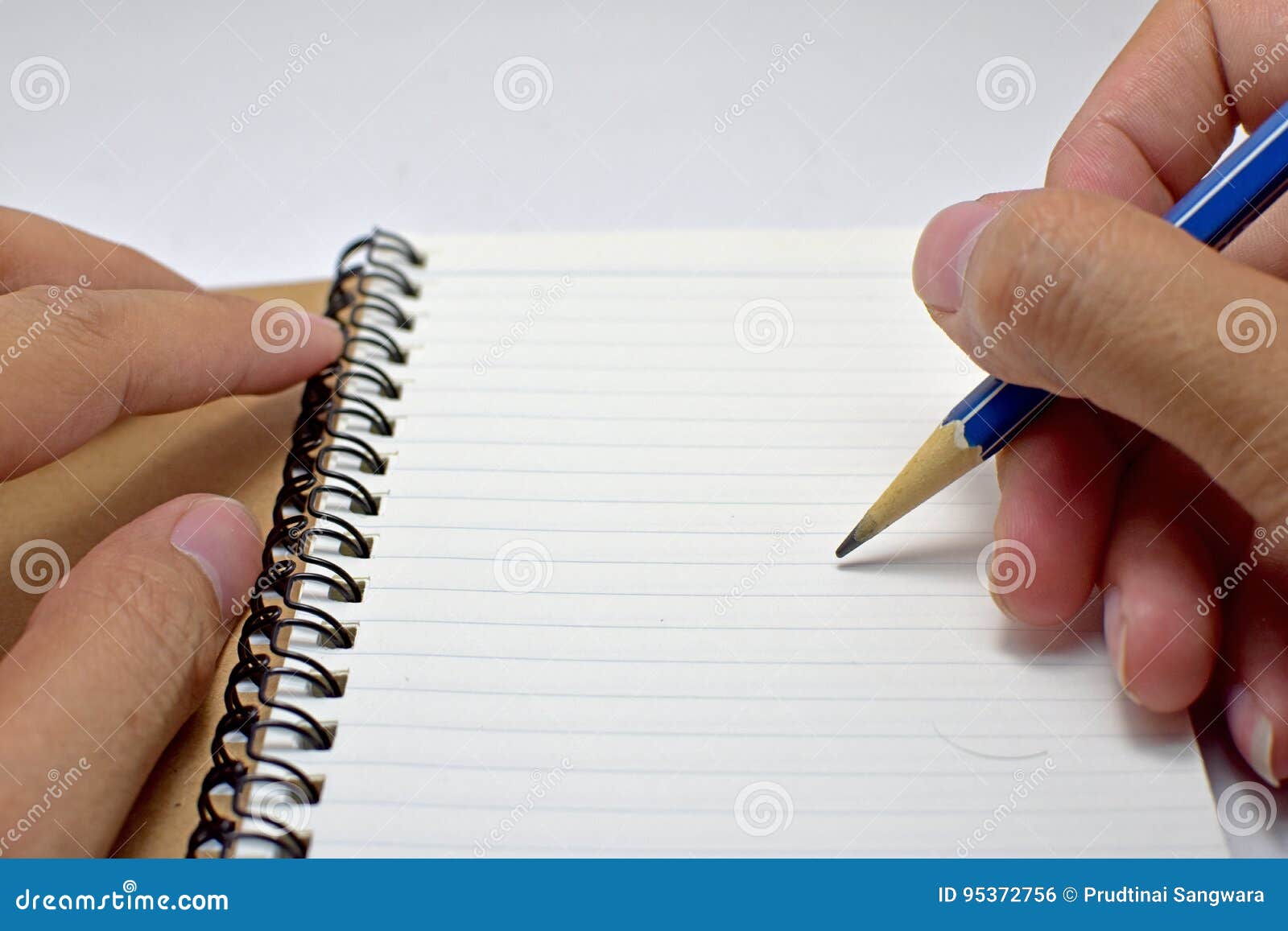 Notebook with pencil stock photo. Image of school, white - 95372756