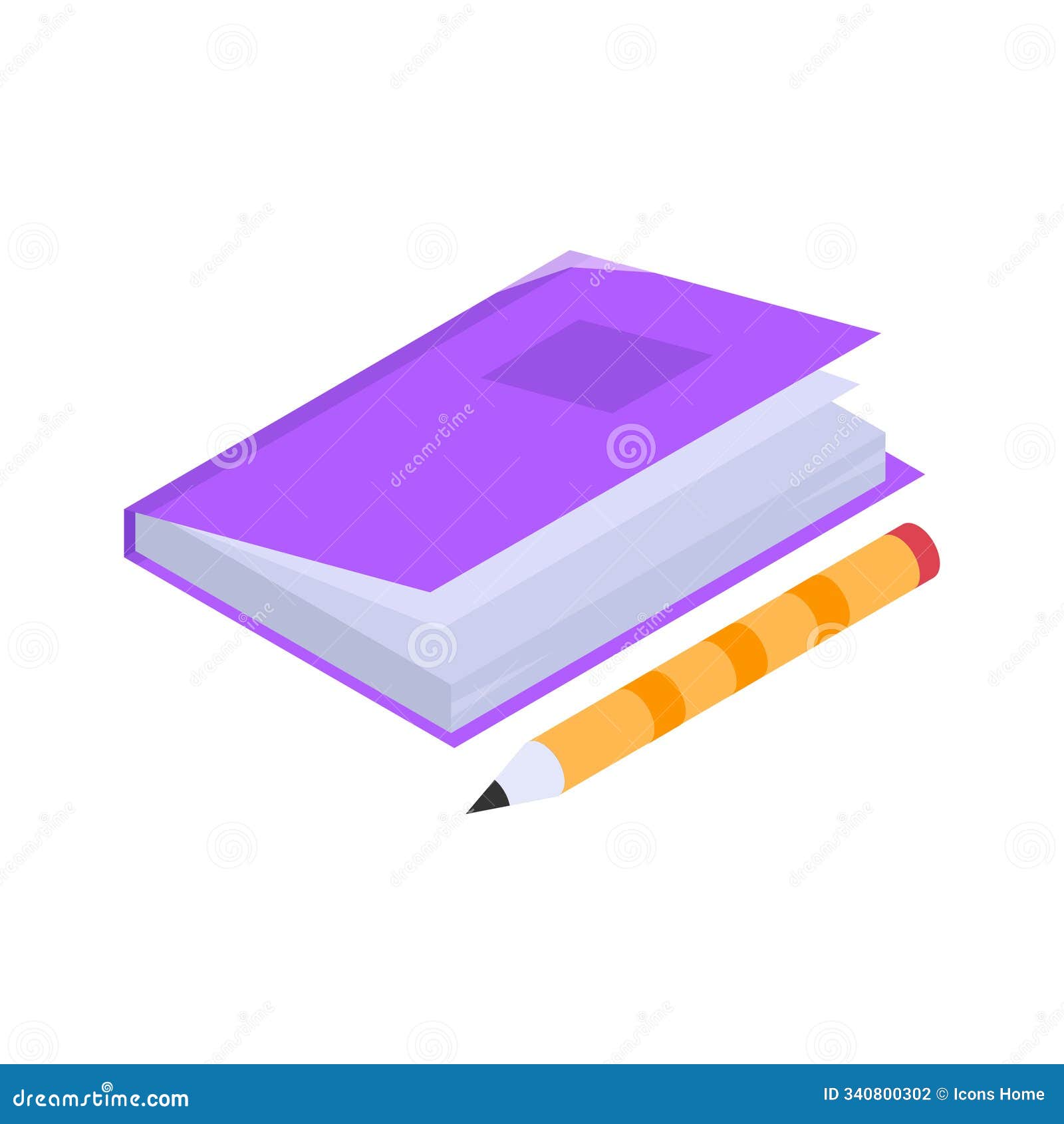 Notebook with Pencil, Study Material and Notes Isometric Vector Stock ...