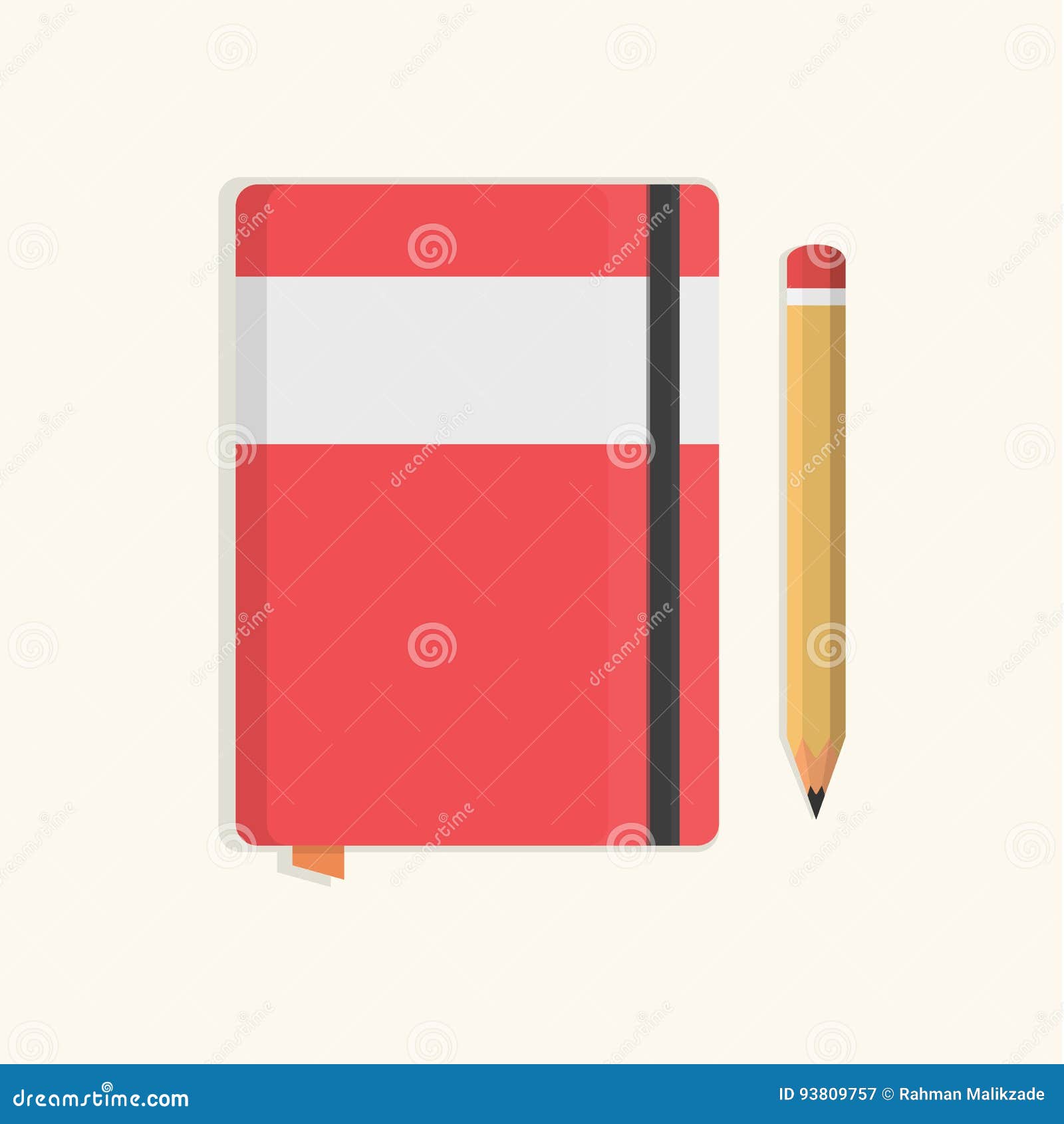 Notebook and pencil stock vector. Illustration of school - 93809757
