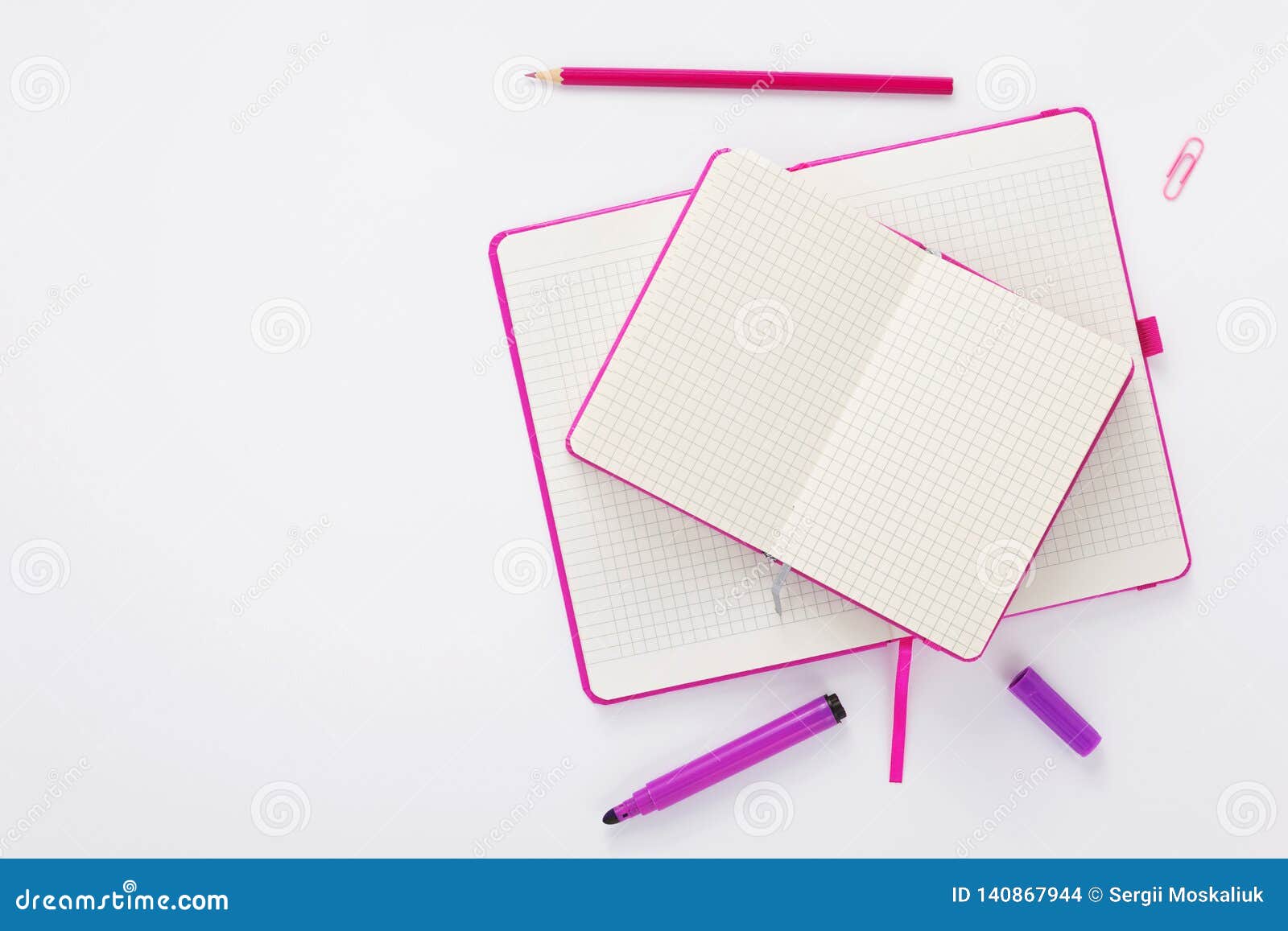 Notebook and Pencil at White Background Stock Photo - Image of ...