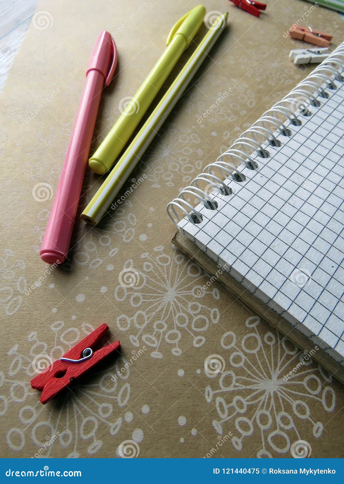 Notebook, Pens, Pencils, Ruler on the Table Stock Image - Image of ...