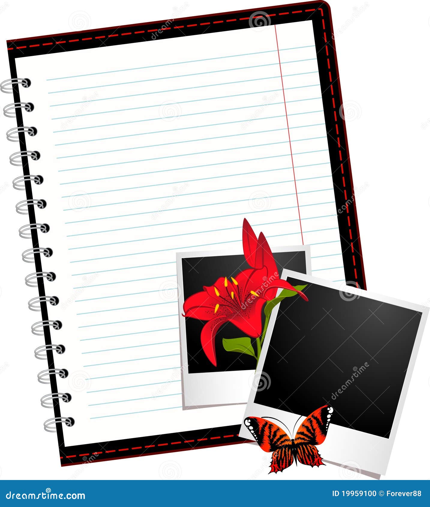 Notebook with Photo Frames with Flowers Stock Vector - Illustration of ...