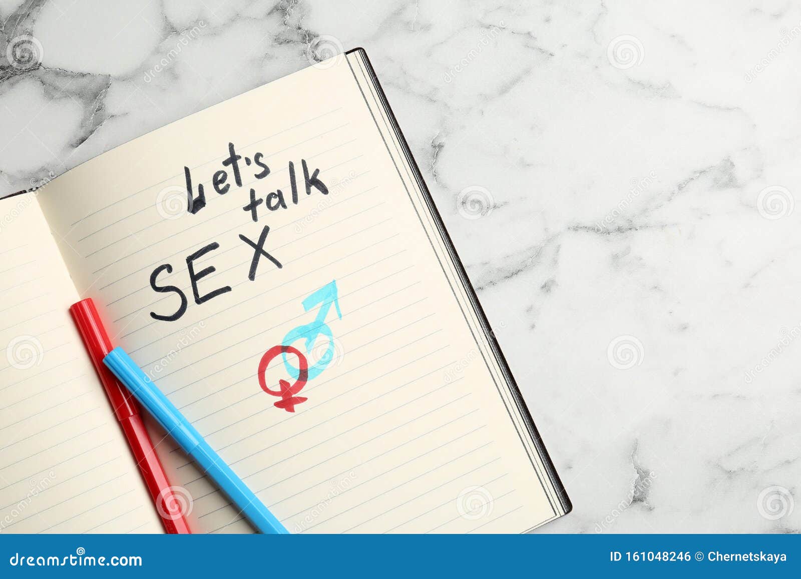 Notebook with Phrase `LET`S TALK SEX` and Gender Symbols on Marble ... Notebook with Phrase `LET`S TALK SEX` and Gender Symbols on Marble ...