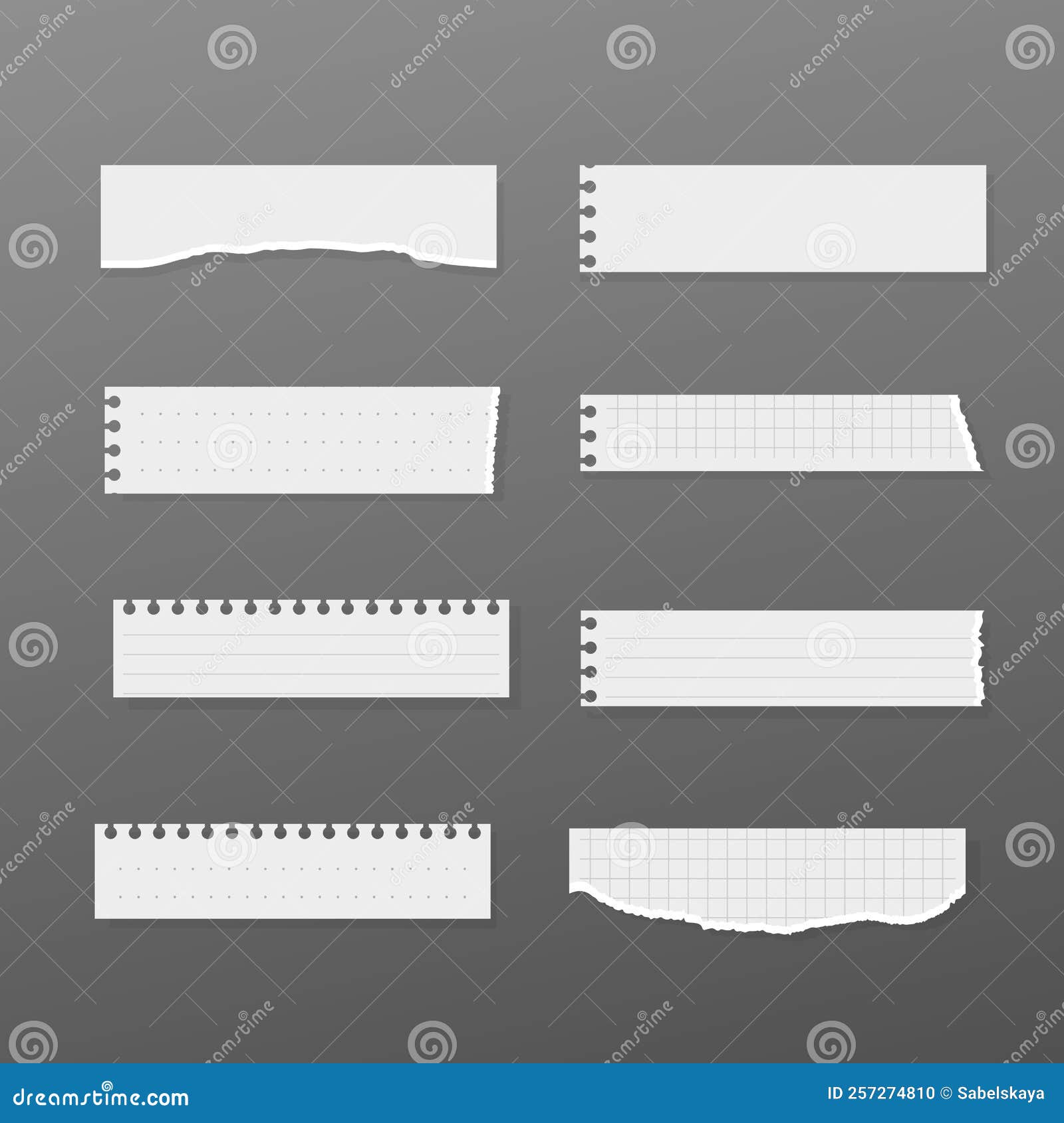 Notebook Piece of Papers with Torn Edges, Realistic Vector Illustration ...