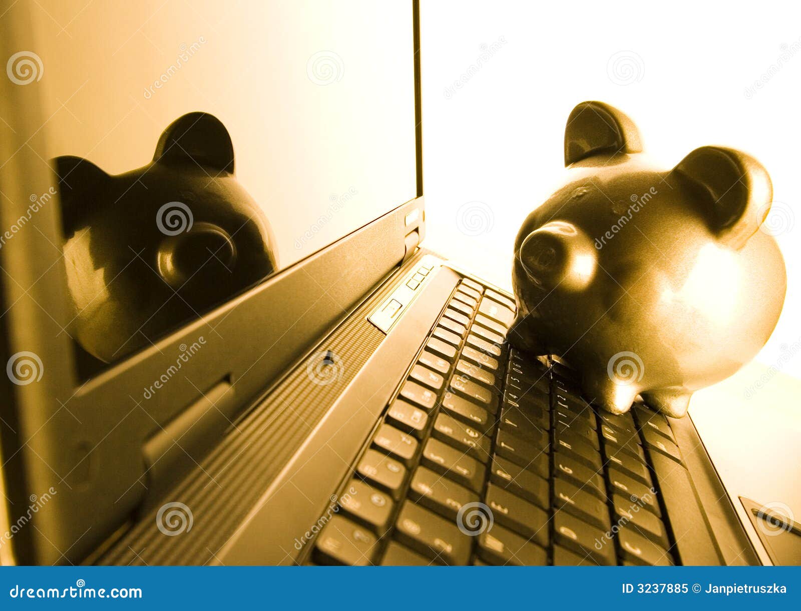 Notebook & Piggy bank stock image. Image of computer - 3237885