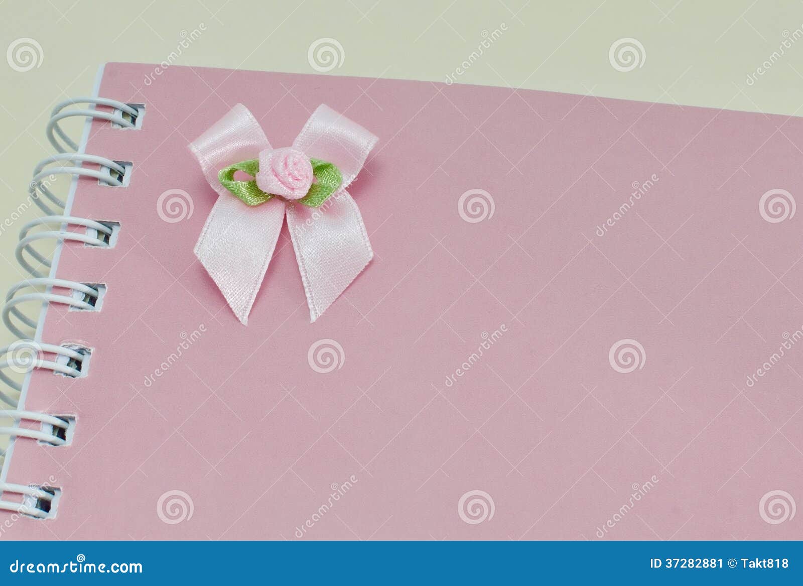 Notebook and Pink Ribbon Bow Stock Image - Image of valentine, paper ...