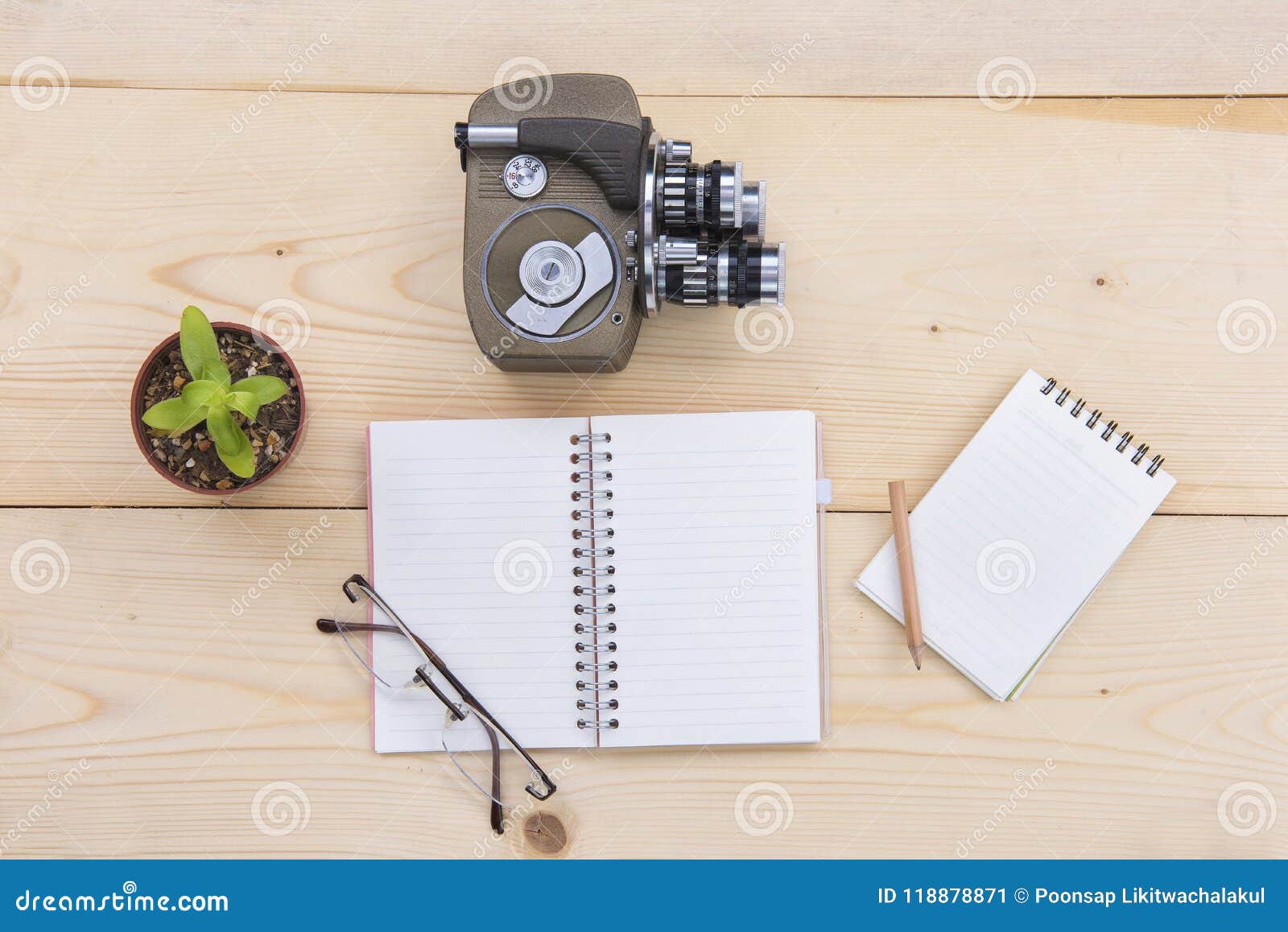The Notebook is Placed on a Wooden Table Stock Image - Image of table ...