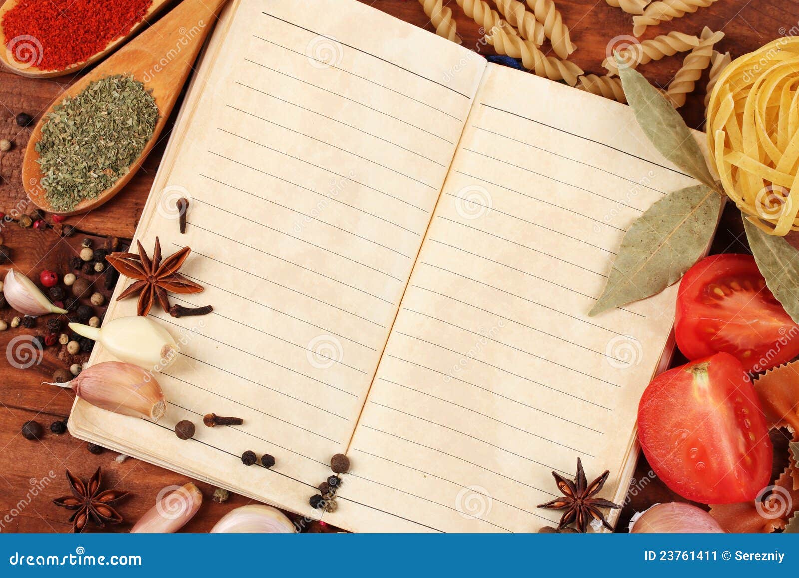 Notebook for Recipes and Spices Stock Image - Image of pepper, cooking ...