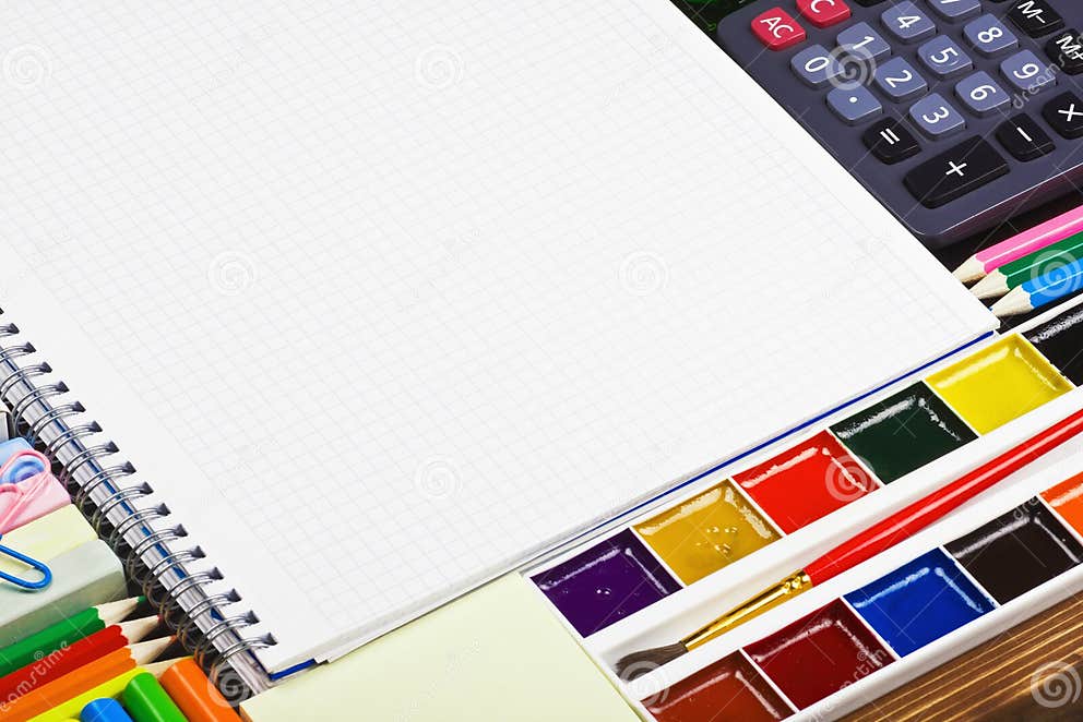 Notebook for Recording and School Supplies Stock Photo - Image of book ...