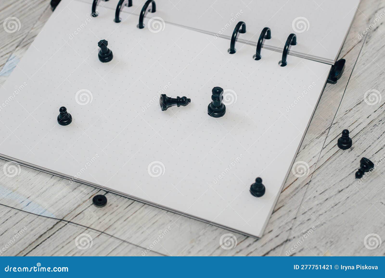 Notebook with Rings, Checkered Sheets, Transparent Cover with Chess ...