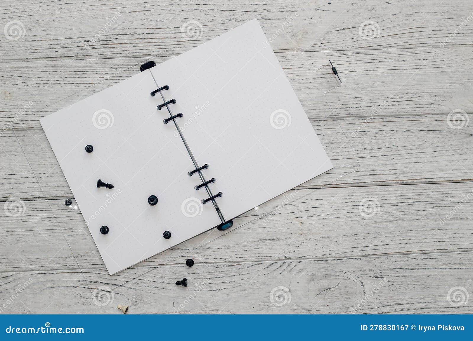 Notebook with Rings, Checkered Sheets, Transparent Cover with Chess ...