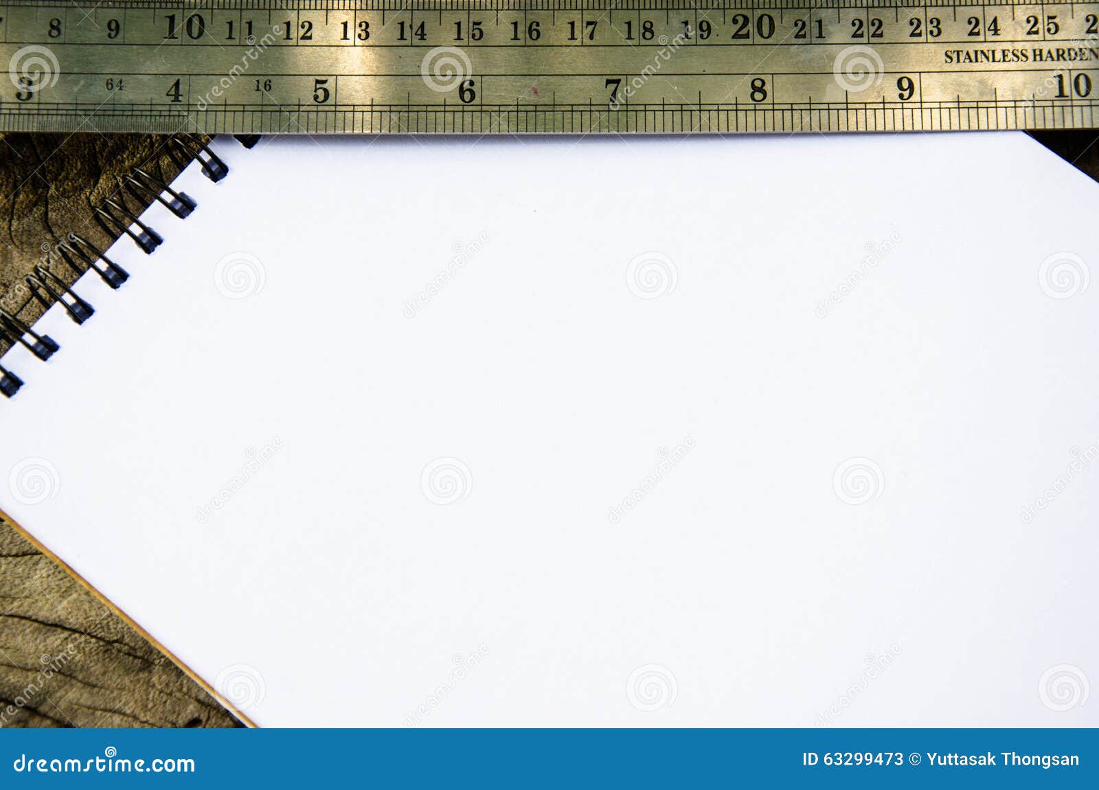 Notebook with Ruler on Old Tree Stock Image - Image of texture, recycle ...