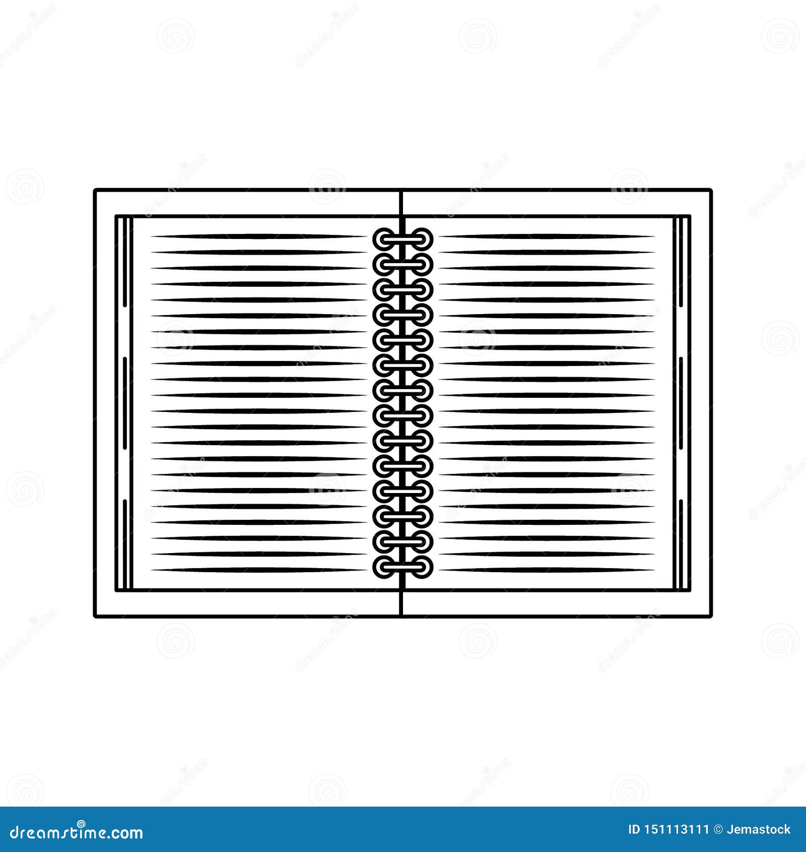 Notebook School Open Isolated Cartoon in Black and White Stock Vector ...