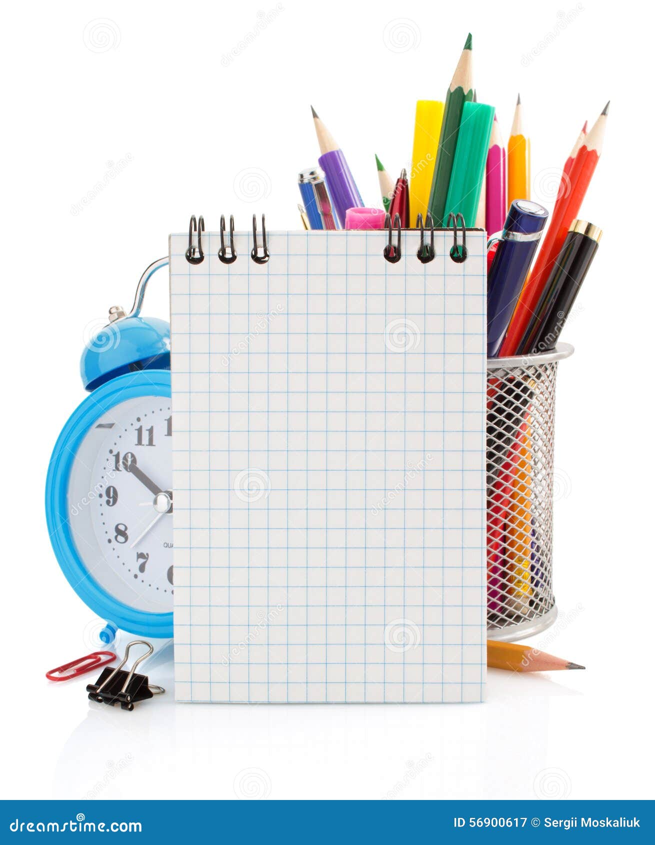 Notebook and School Supplies Isolated on White Stock Image - Image of ...