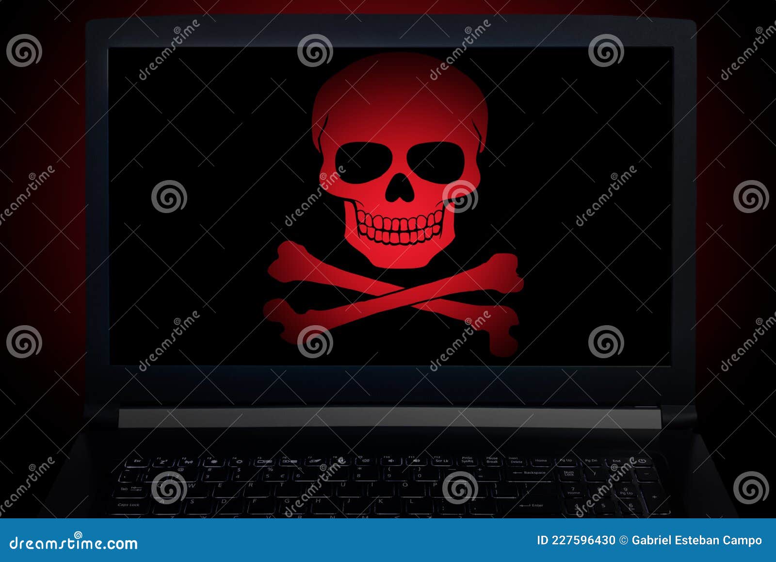 Notebook Screen with Hacker Danger Symbol Stock Illustration ...