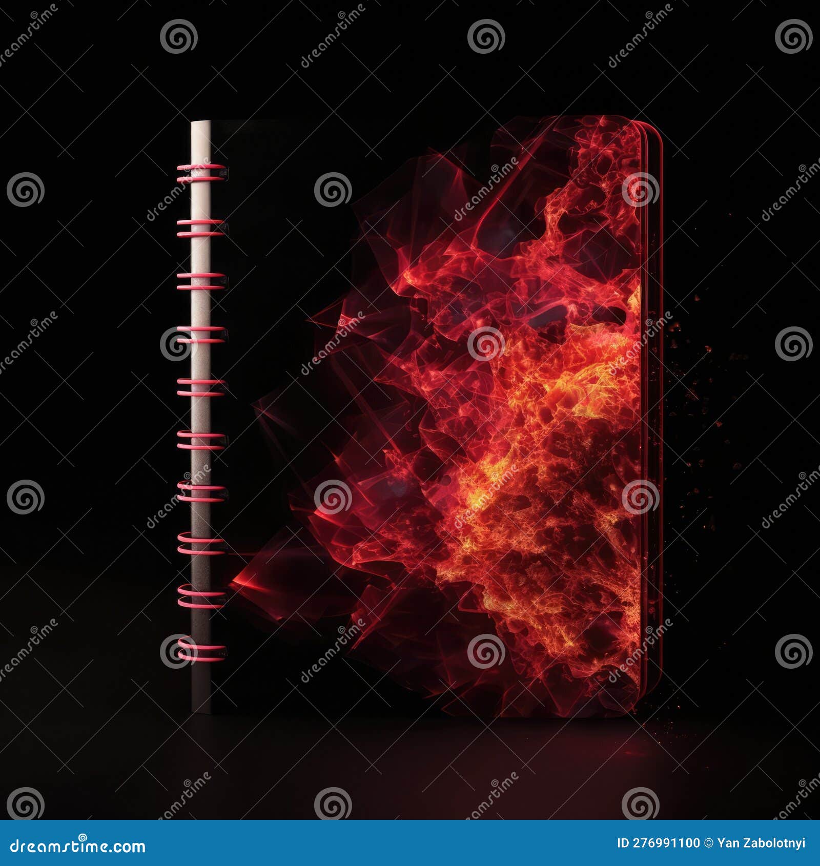 Notebook Shape in Red Fire on Black Background. Generative AI Stock ...