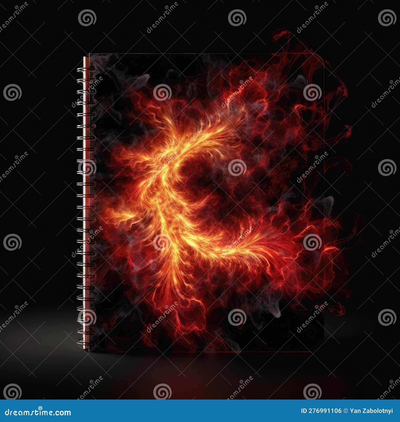 Notebook Shape in Red Fire on Black Background. Generative AI Stock ...